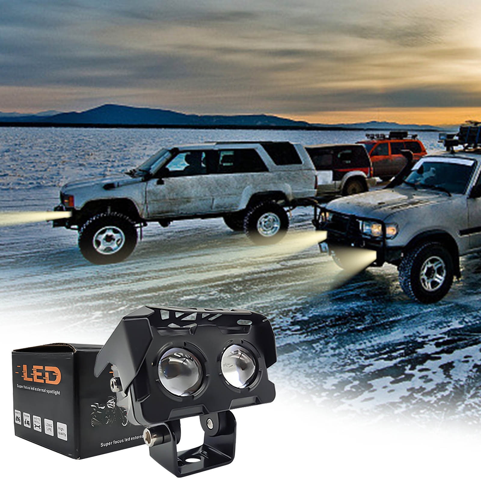 COM1950s Led Driving Spotlights Motorcycle Light Two Light Yellow White ...