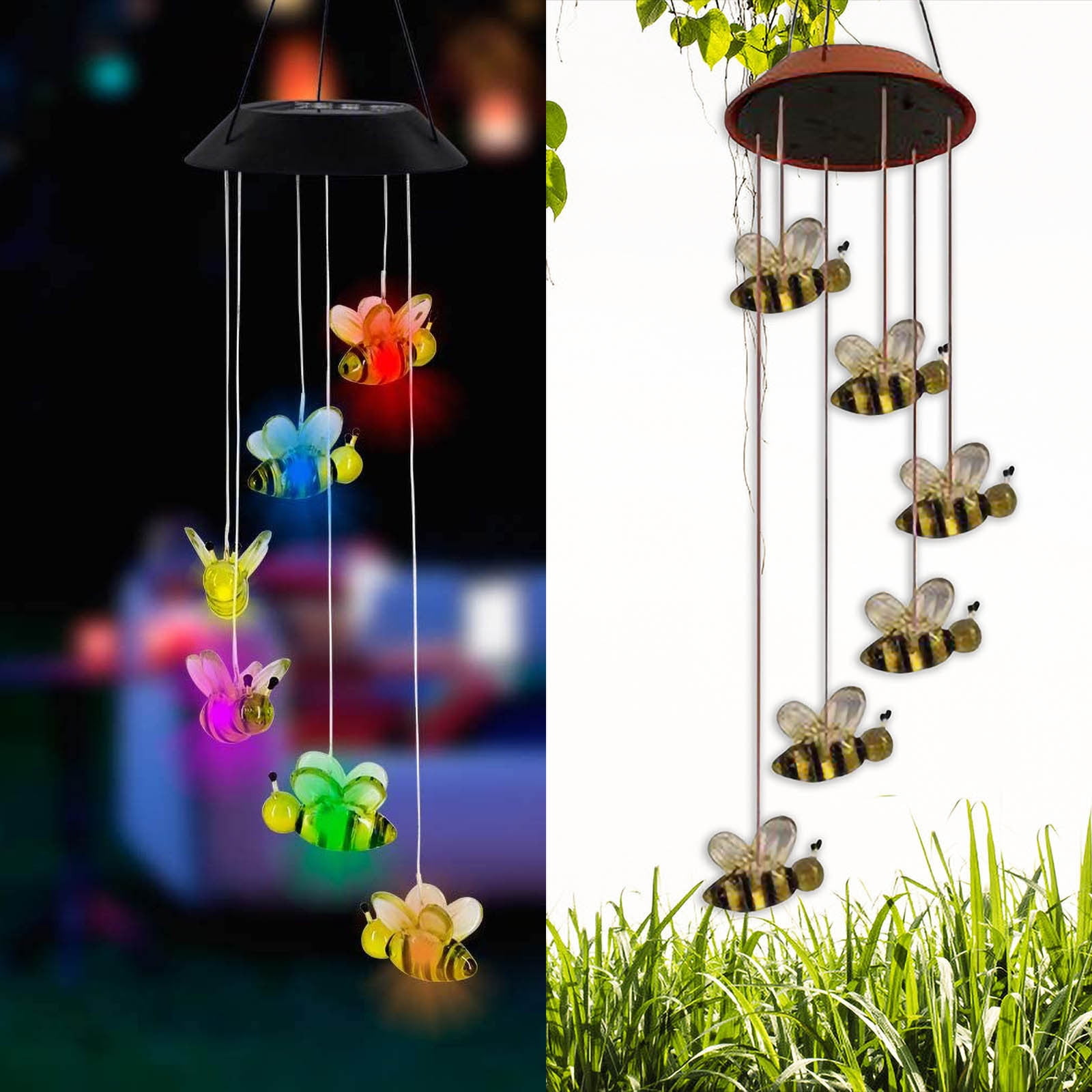 COM1950s Light Up Wind Chimes Bee Toy Wind Chime 25 Inch Outdoor Bee ...