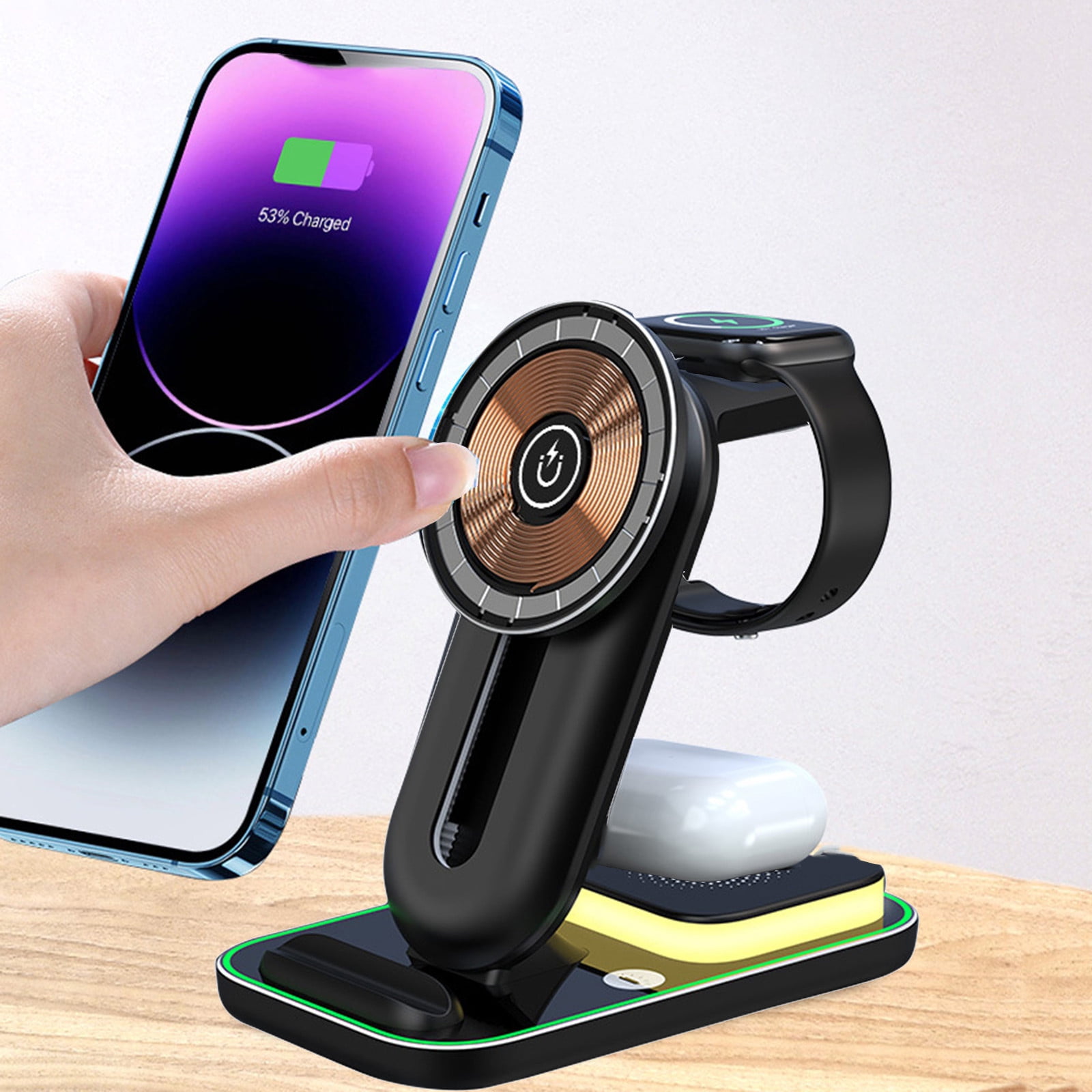 COM1950s Light Up Wireless Charger Smart 15W Wireless Fast Charging ...