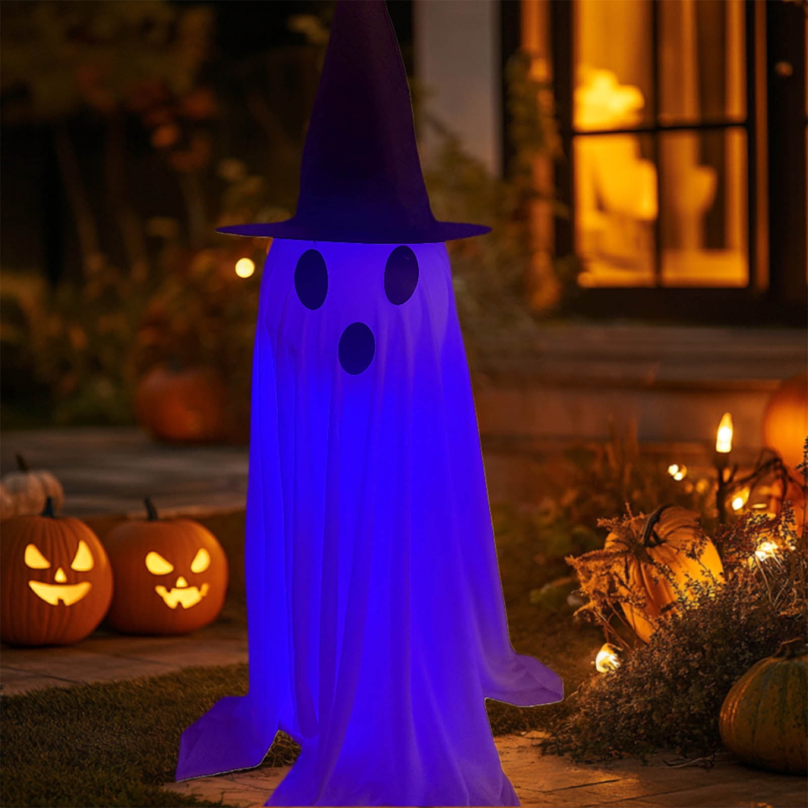 COM1950s Lighted Halloween Decorations Outdoor,3.9Ft Fabric Ghost Decor ...