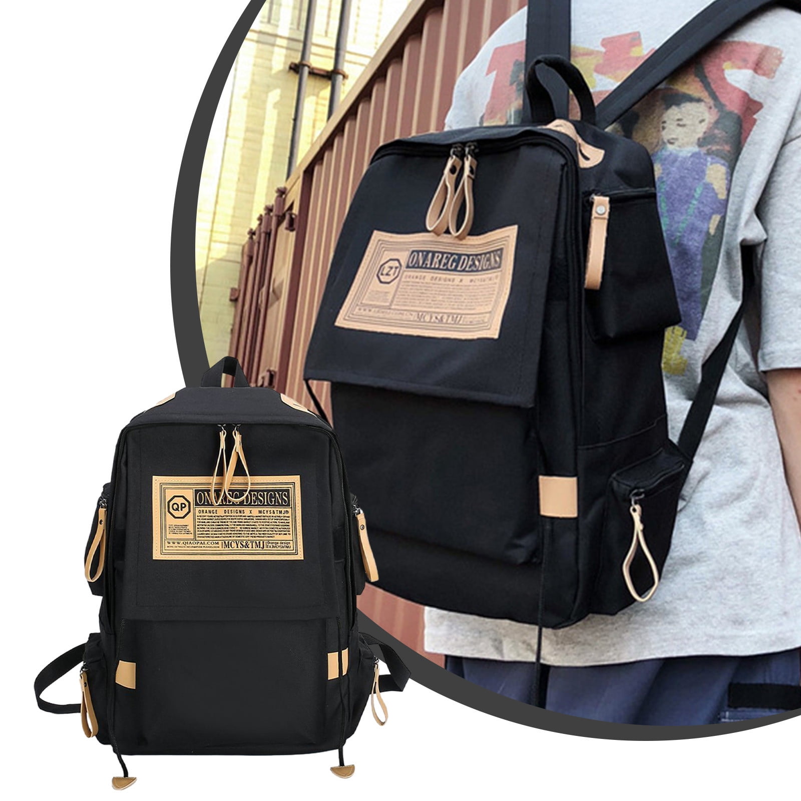 COM1950s Lightweight Canvas Backpack,School Travel Laptop Bag with ...