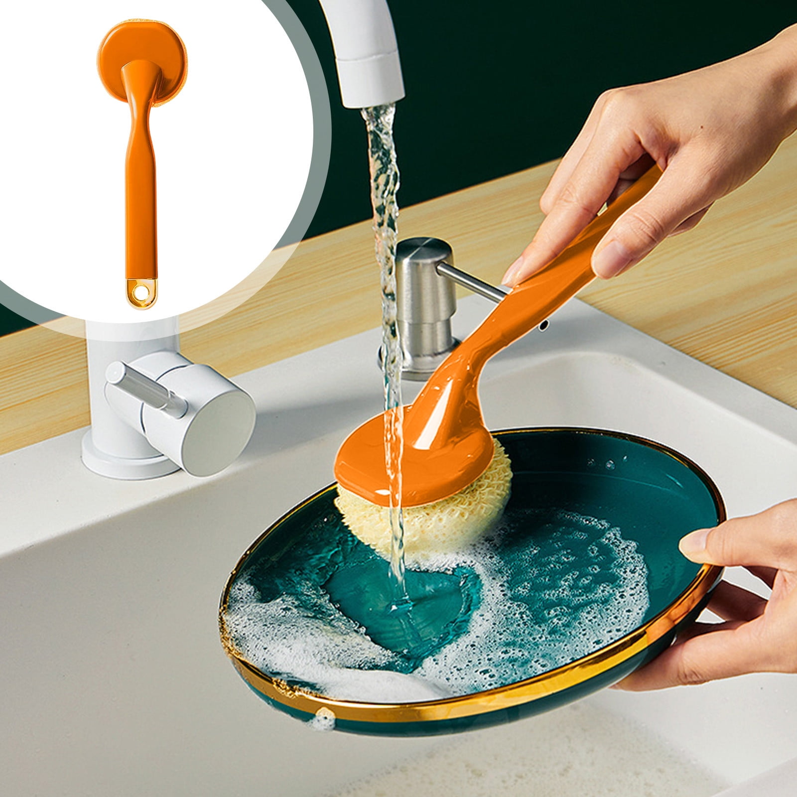 COM1950s Long Handle Pot Brush,Kitchen Scrub Brush for Stubborn Stains ...