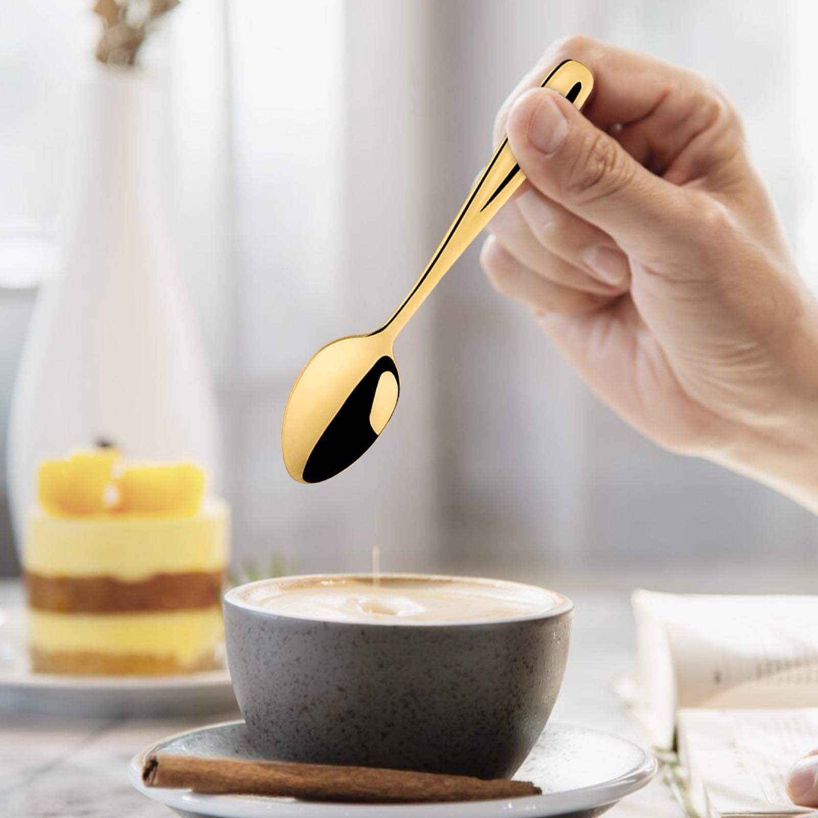 COM1950s Mini Stainless Steel Spoons,Colorful Stirring and Dessert ...