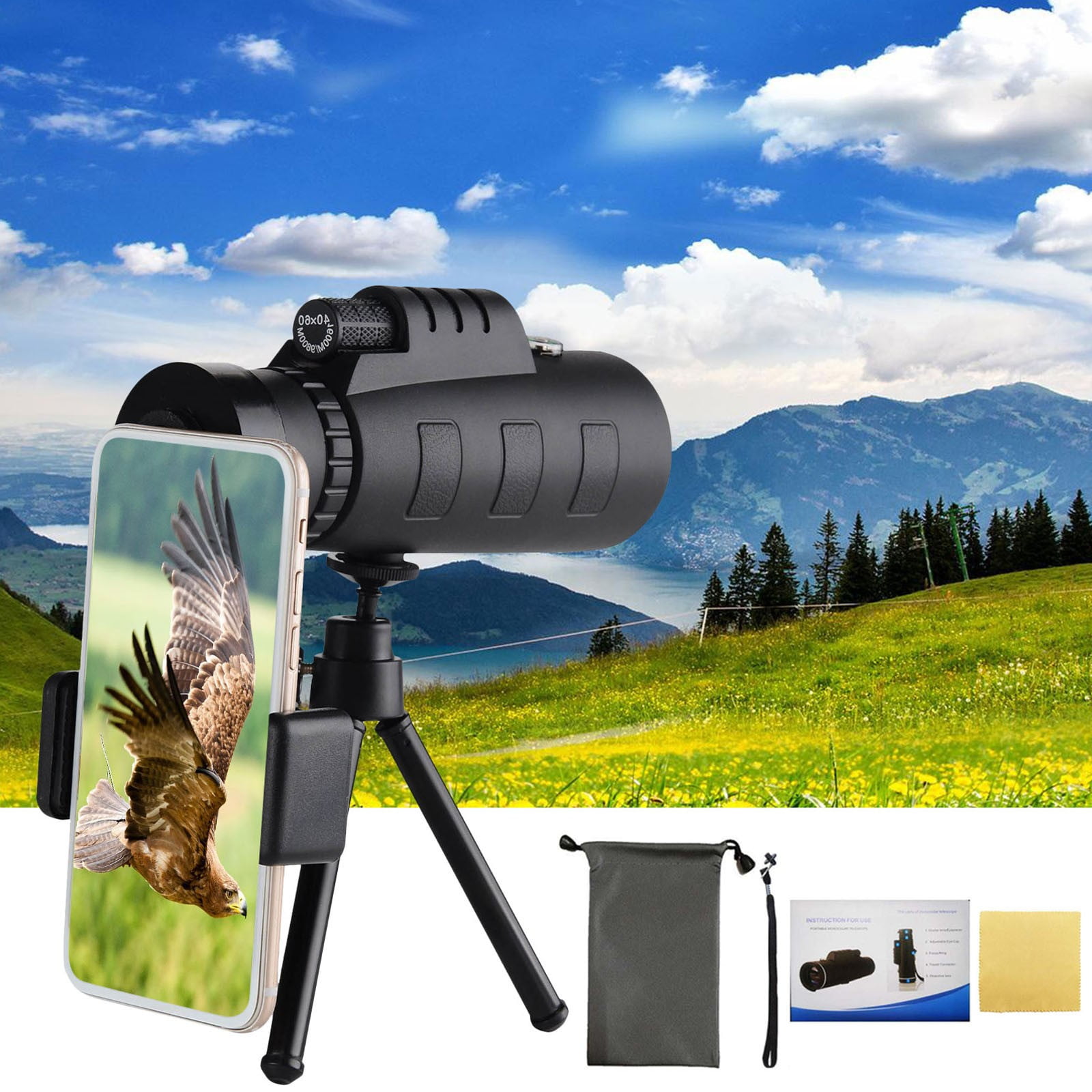 COM1950s Monocular Telescope High Power 40X60 Monocular Telescope with ...