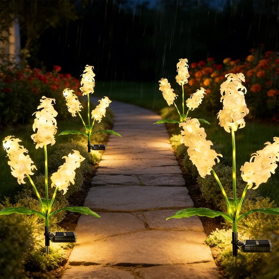 COM1950s Multi-Head Artificial Wisteria Garden Stake Light, Solar ...
