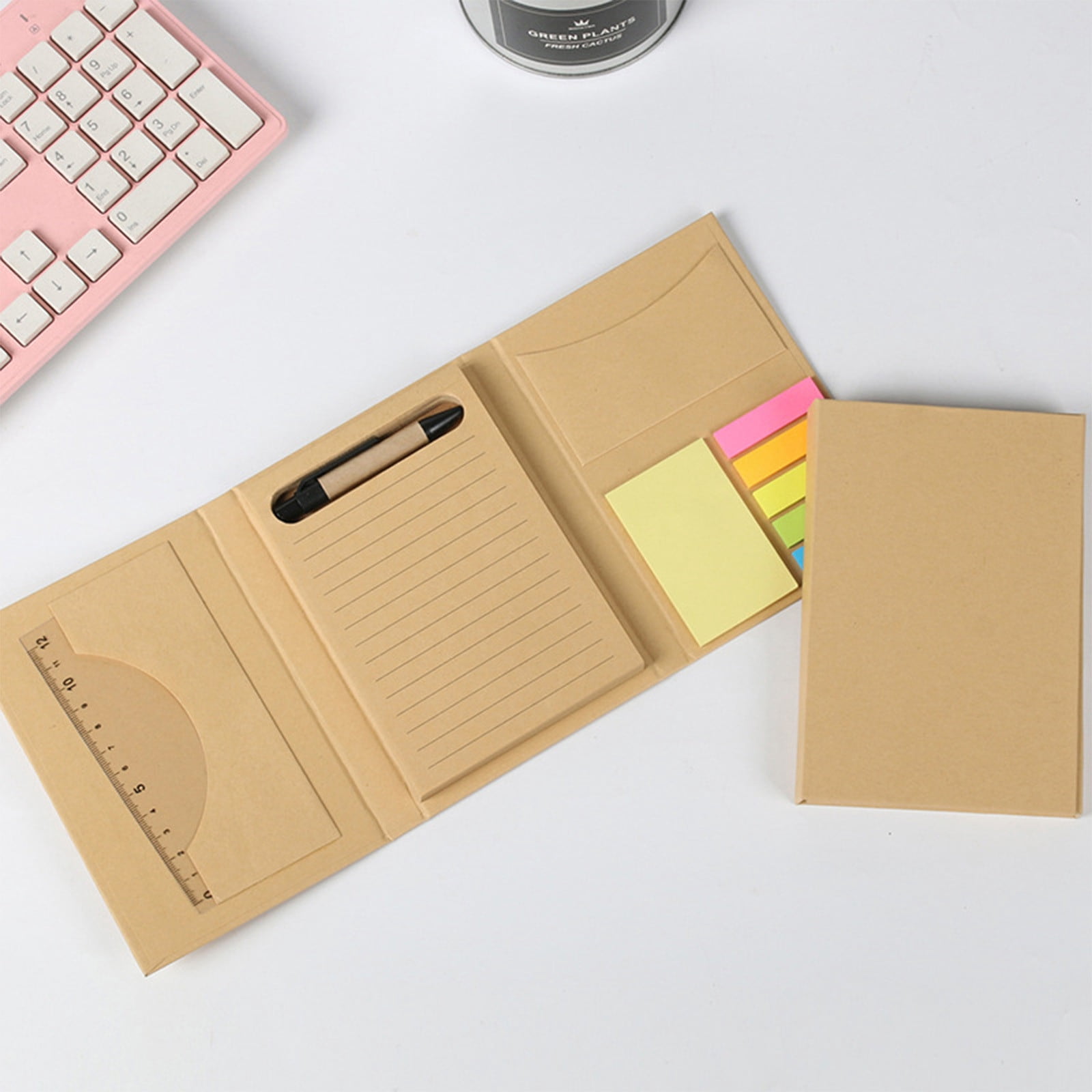 COM1950s Multifunctional Notebook,Kraft Paper Notepad with Built-In ...