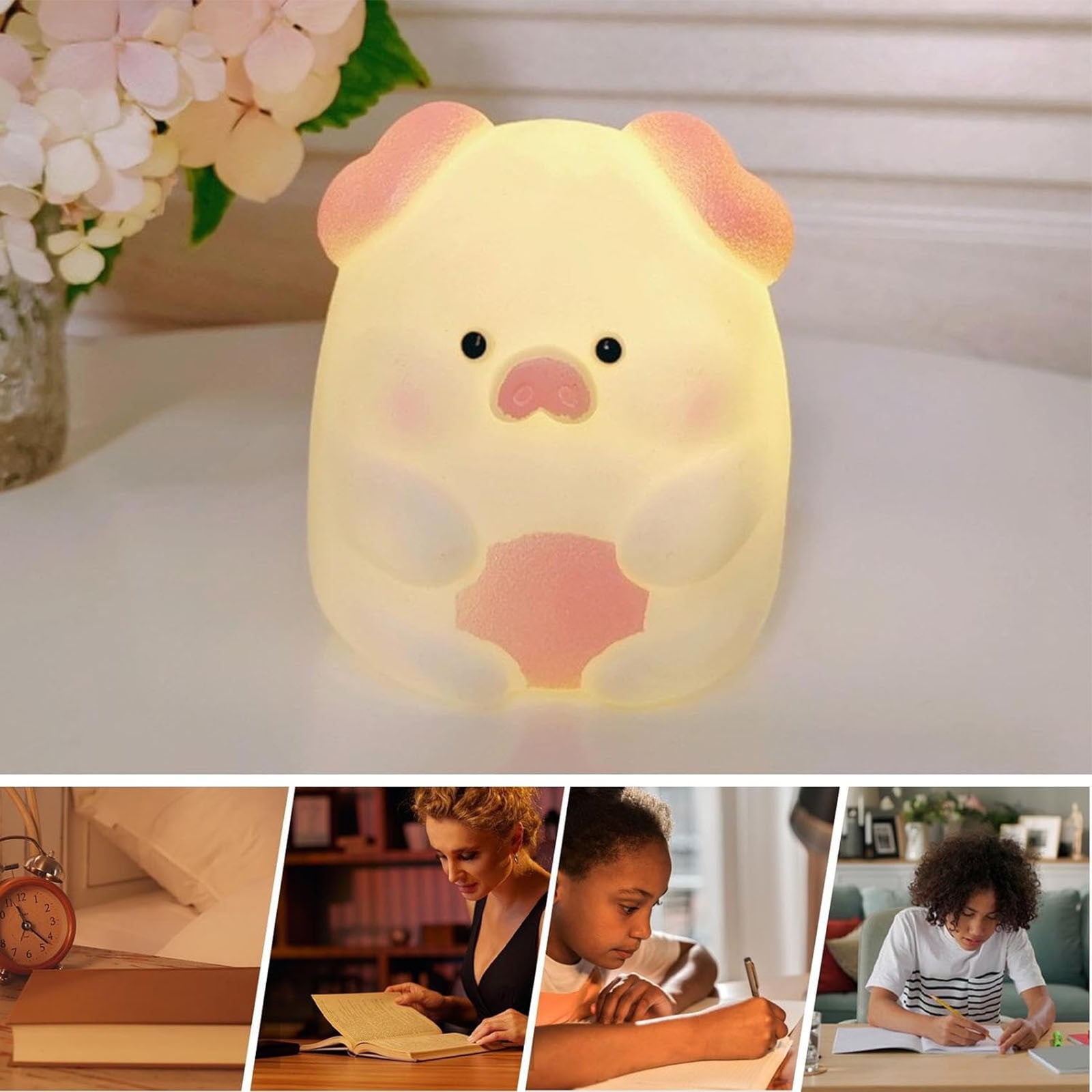 COM1950s Night Lights for Kids Room,Silicones Night Light Versatile Pig ...