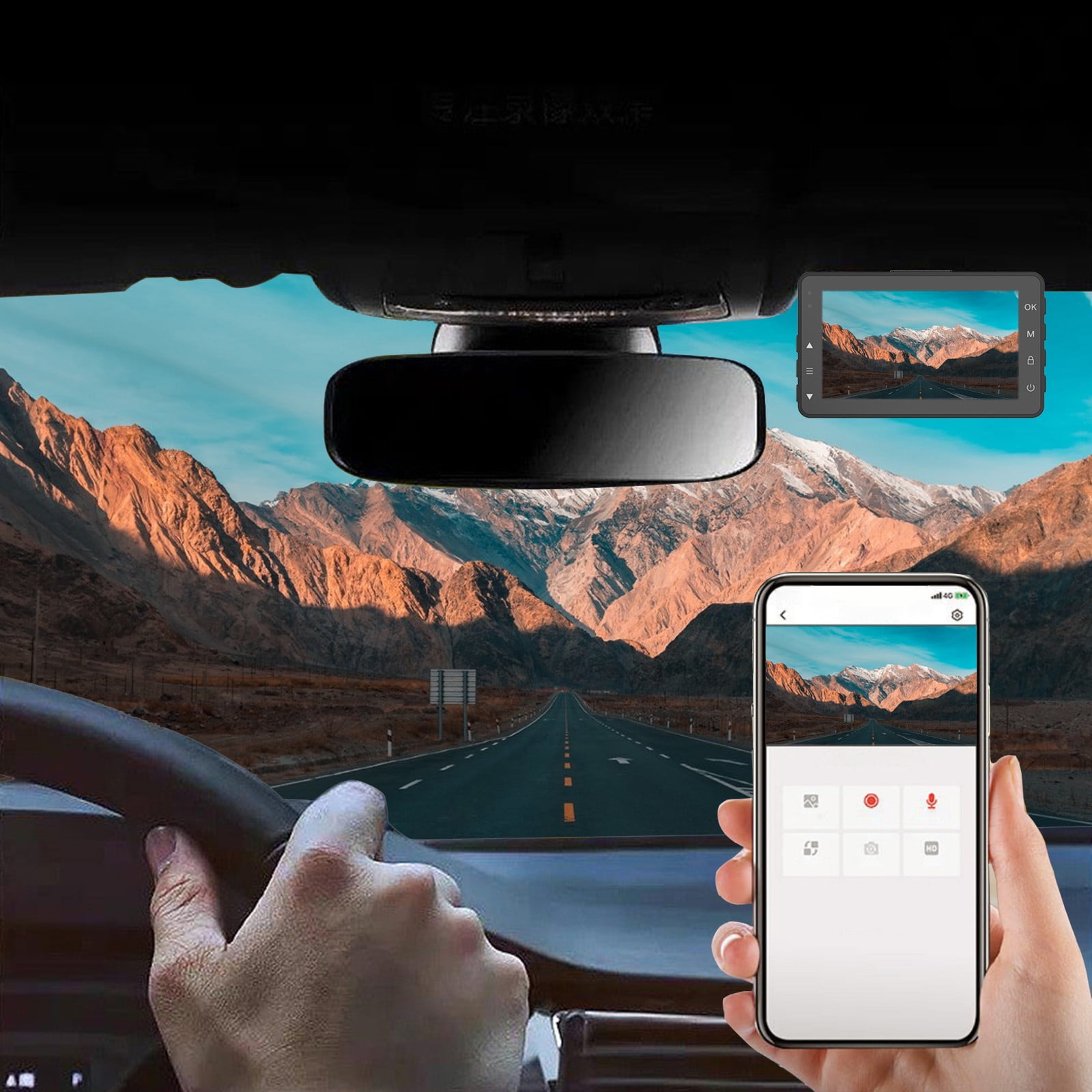 COM1950s Night Vision Dash Cam 2K Lens Dash Cam Wifi Mobile Phone ...