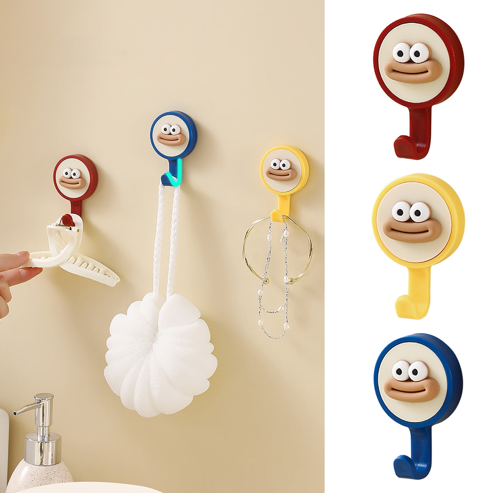 COM1950s No Damage Wall Hooks Cute Rotating Hook Wall Hanging Hook No ...