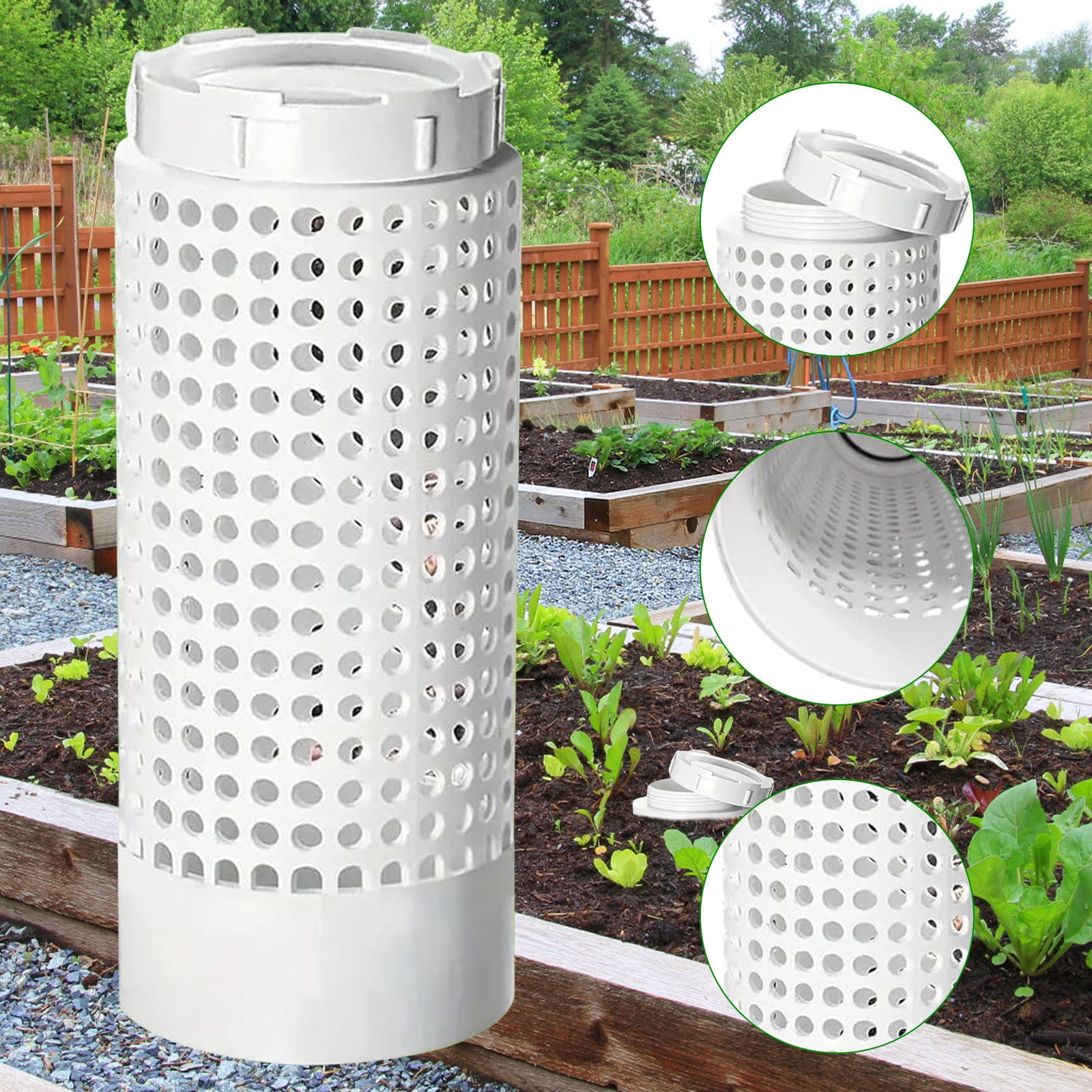 COM1950s Outdoor Compost Bin,In-Ground Composter for Gardens,Sturdy Pvc ...