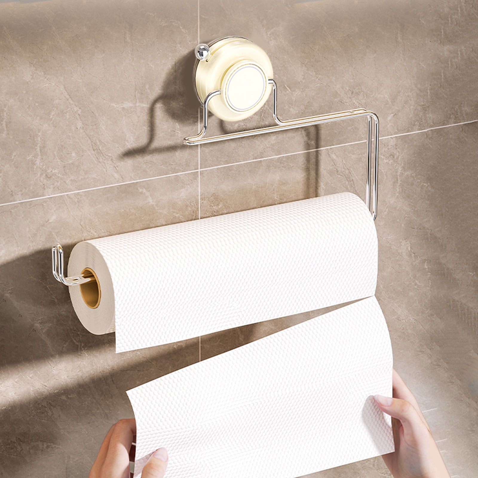 COM1950s Paper Towel Holder Wall Mount,No Drill Suction Cup Mount with ...