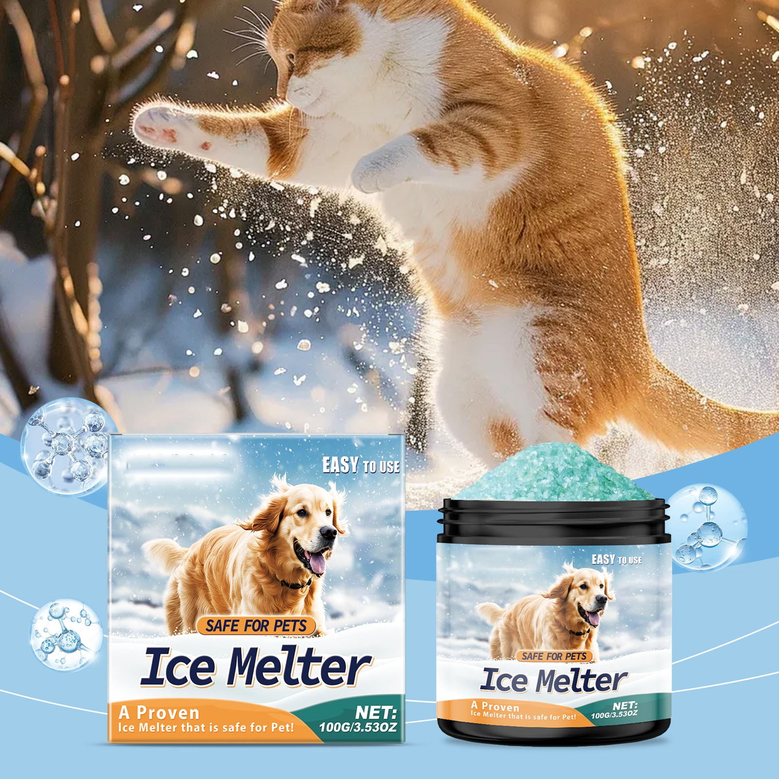 COM1950s Pet Safe Ice Melt Safe for Concrete - Defrost 100G/3.53 Oz ...