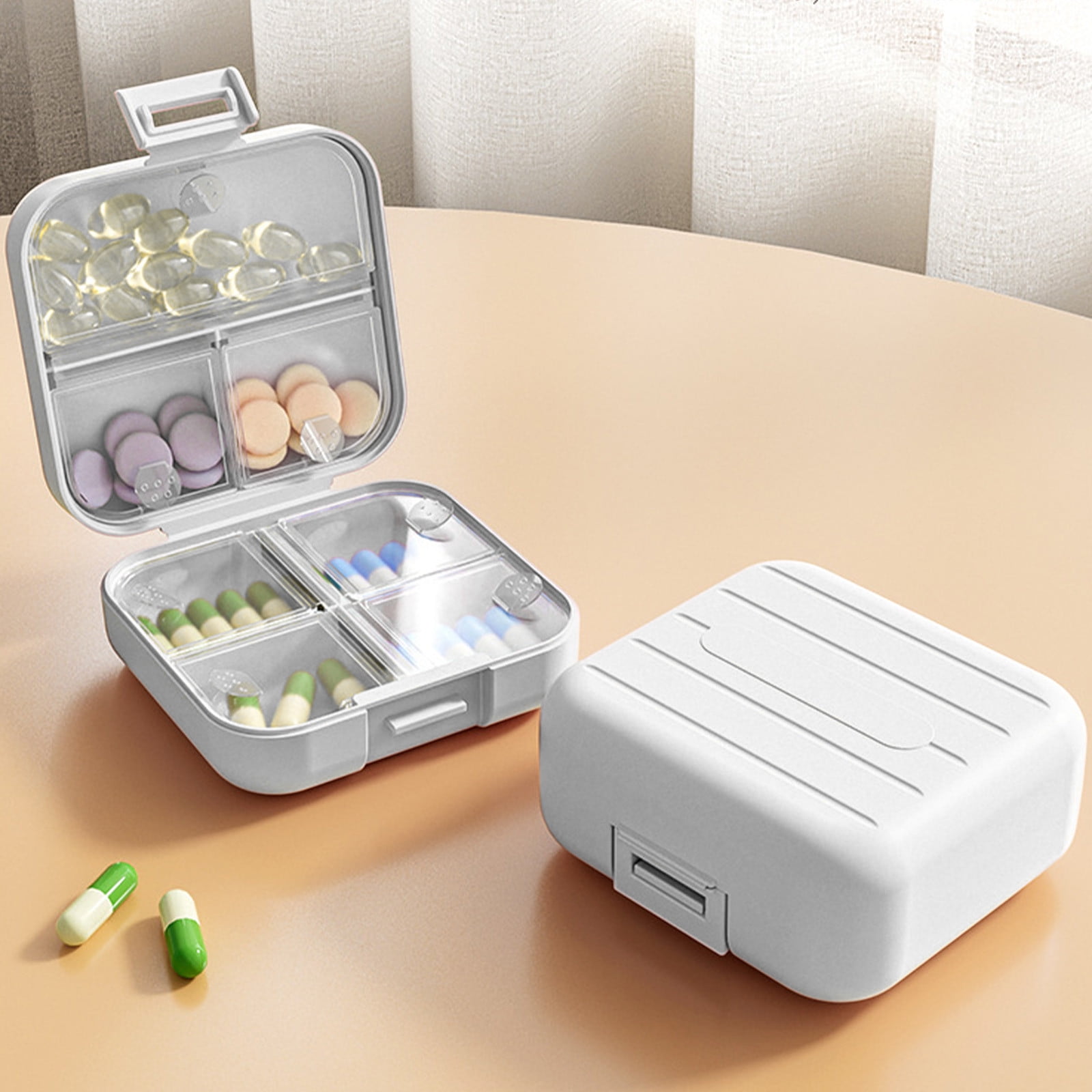 COM1950s Pill Organizer,Travel Pill Case with 7 Compartments,Portable ...