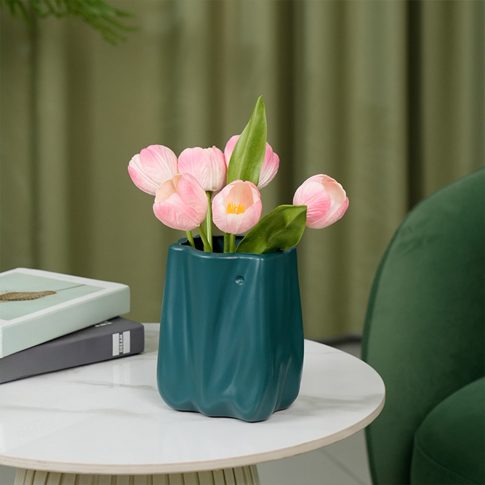 COM1950s Plastic Decorative Vase,Imitation Glazed Flower Container for ...