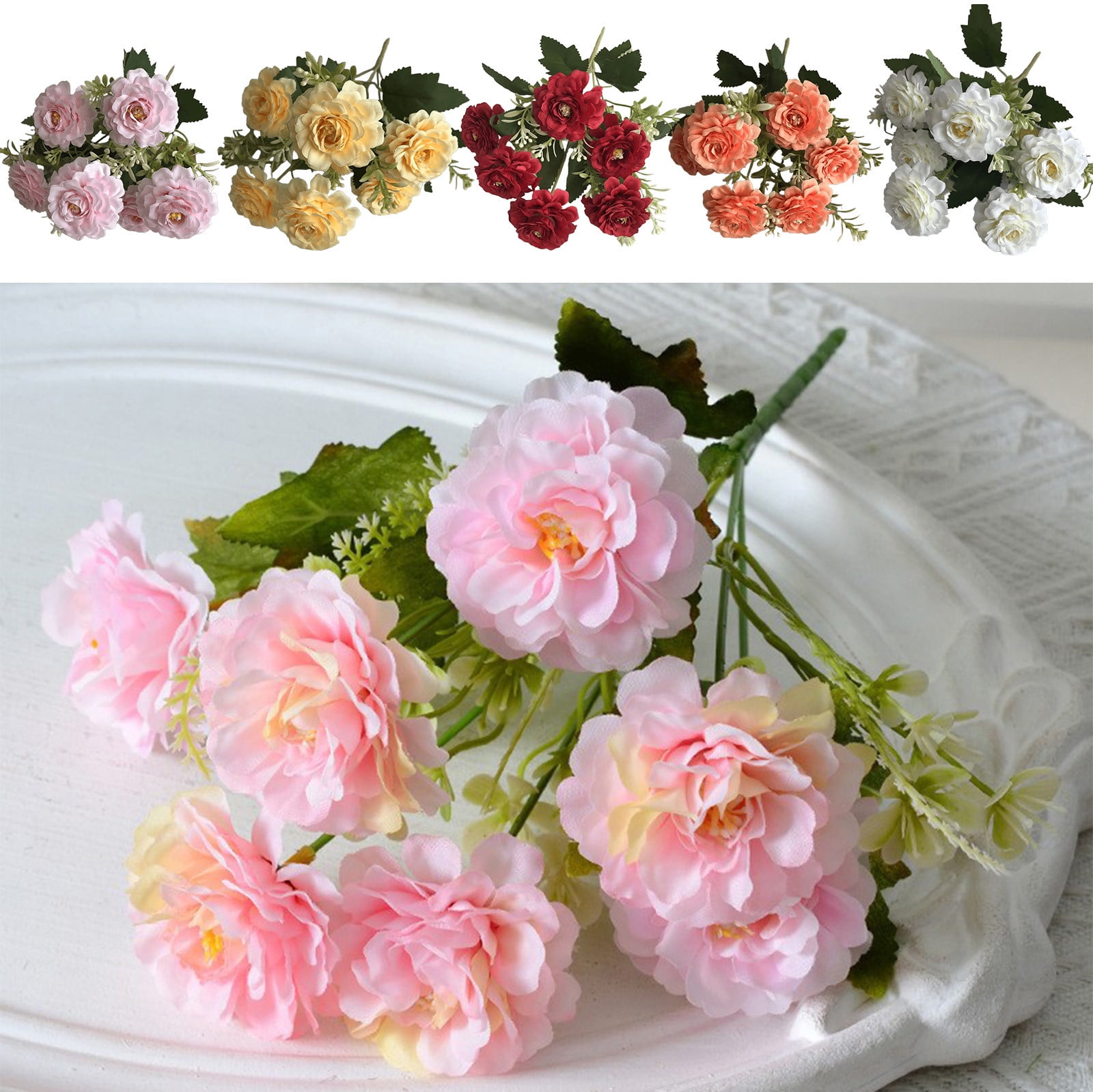 COM1950s Plastic Hibiscus Artificial Flowers - Tropical Fake Blooms for ...
