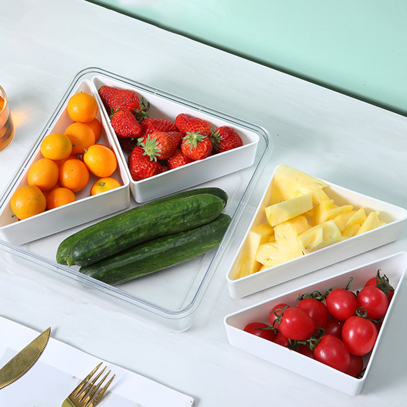 COM1950s Plastic Storage Box with Compartments,Transparent Organizer ...