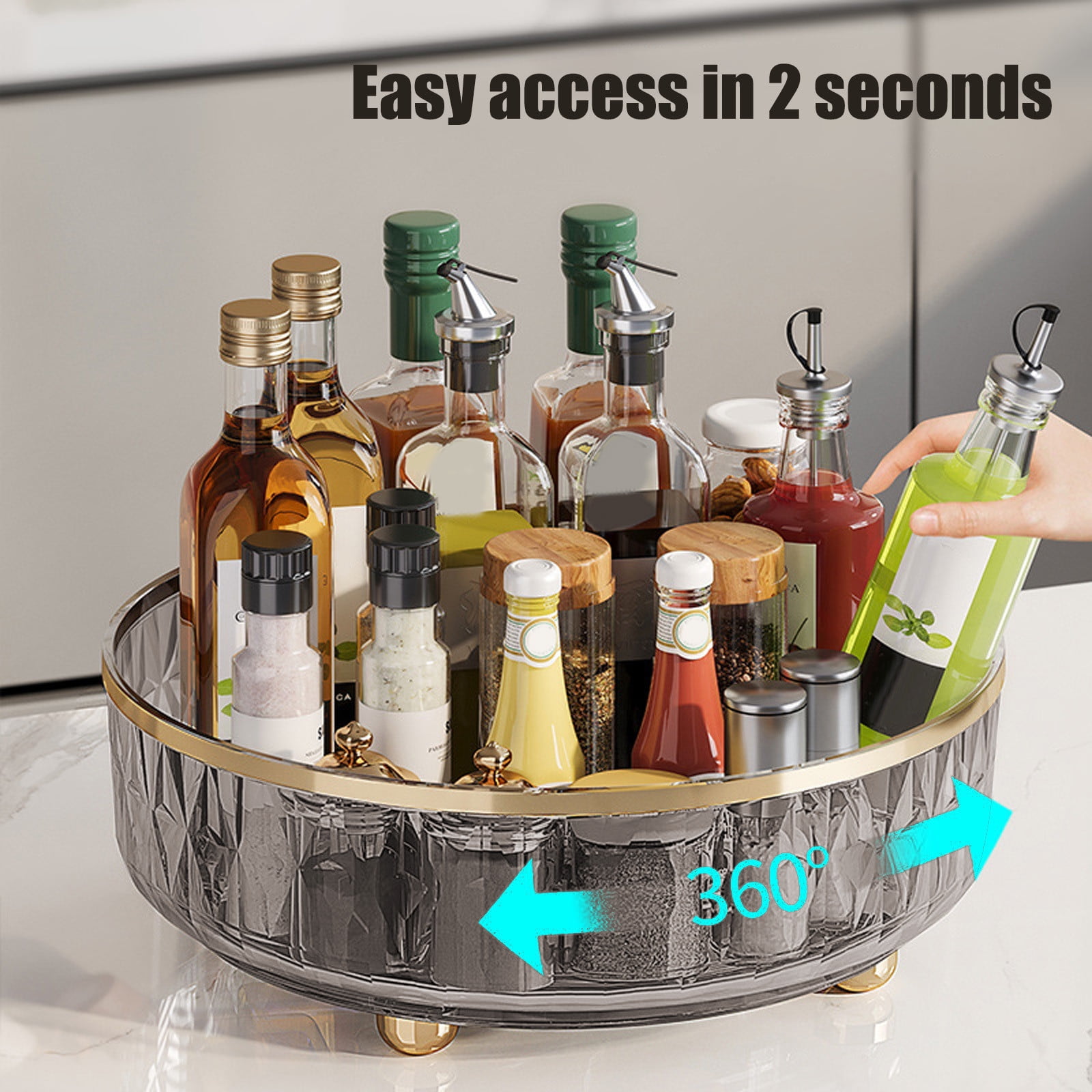 COM1950s Plastic Storage Shelves,Household Transparent Rotatable Round ...