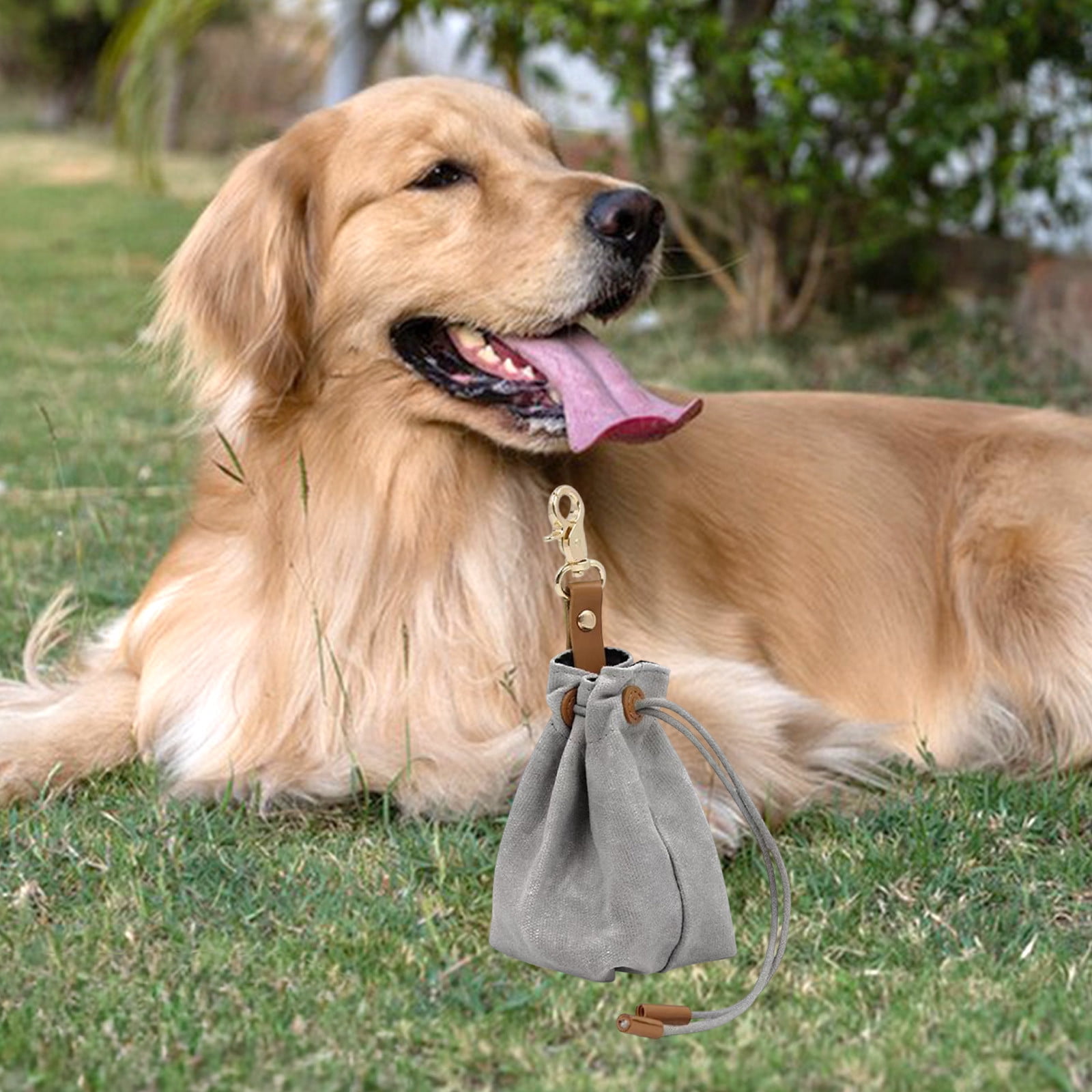 COM1950s Portable Dog Treat Bag,Hands-Free Drawstring Pouch for Pets ...
