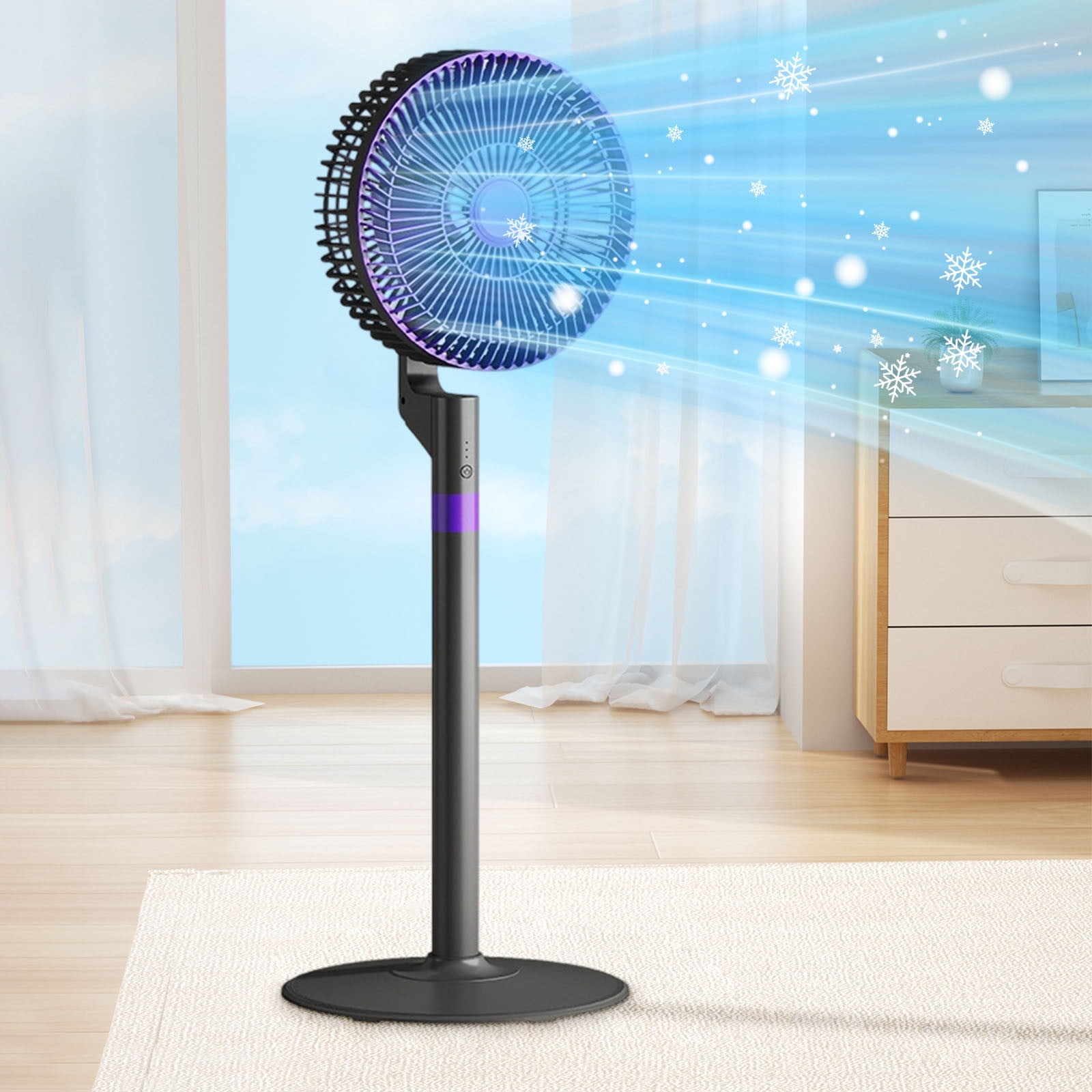 COM1950s Portable Fan,Usb C Rechargeable Floor Desk Fan with Strong ...