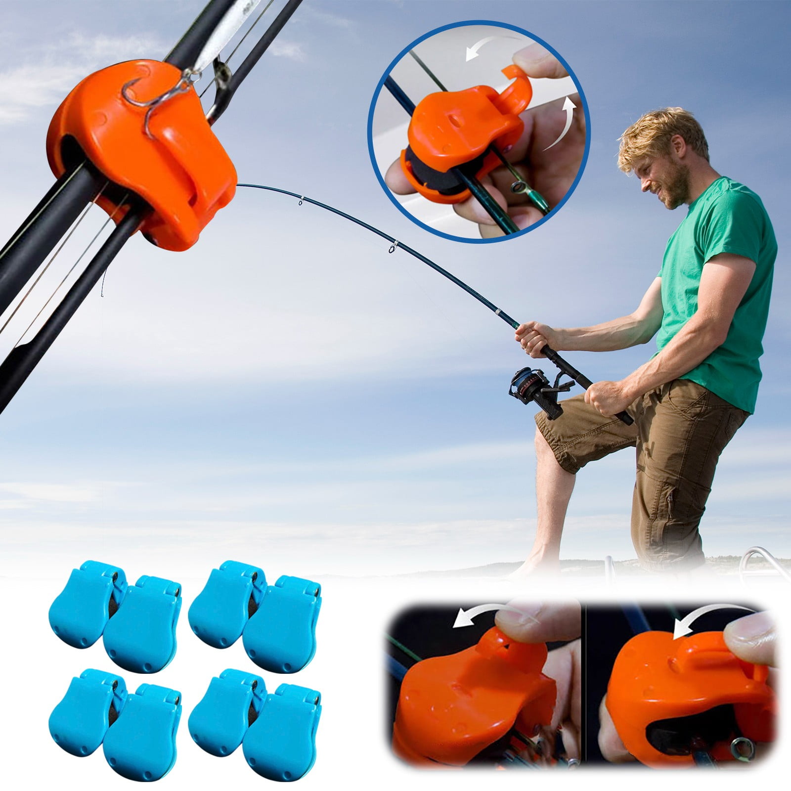 COM1950s Portable Fishing Rod Holder Clips,Multi-Purpose Rod Storage ...