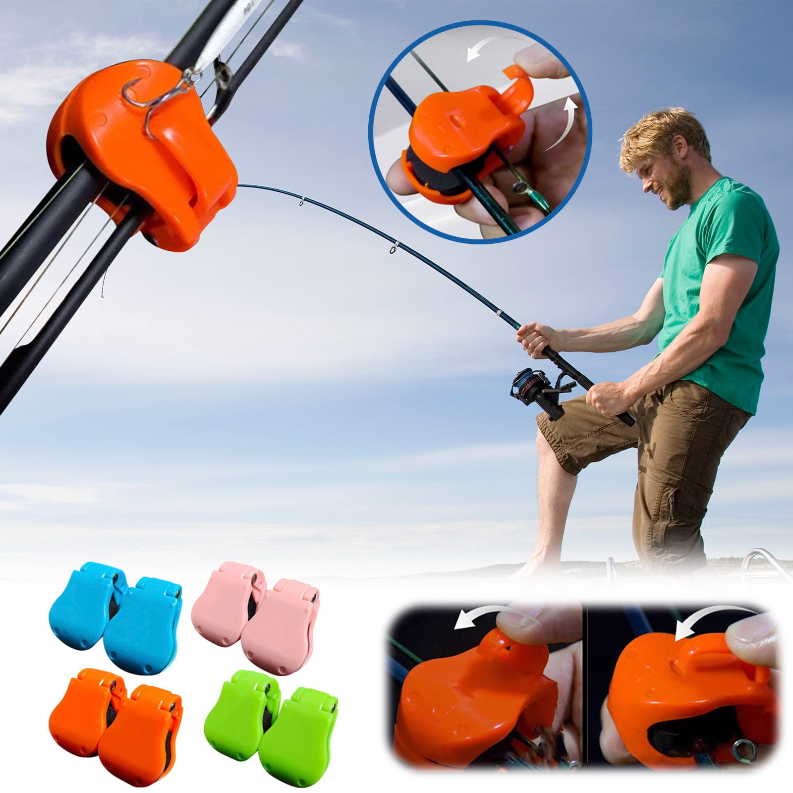 COM1950s Portable Fishing Rod Holder Clips,Multi-Purpose Rod Storage ...