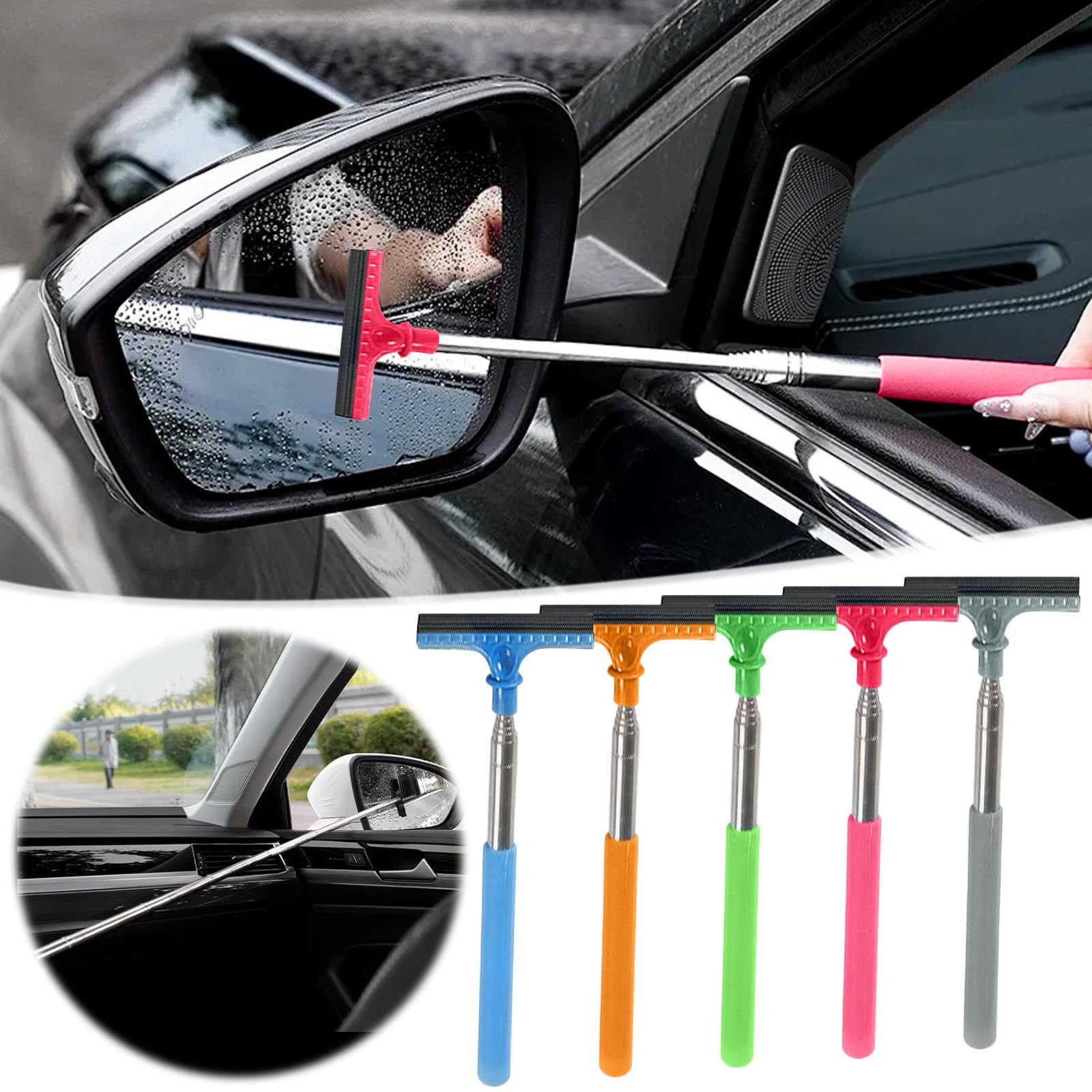 COM1950s Rearview Mirror Wiper,Telescopic Portable Car Wiper Cleaner ...