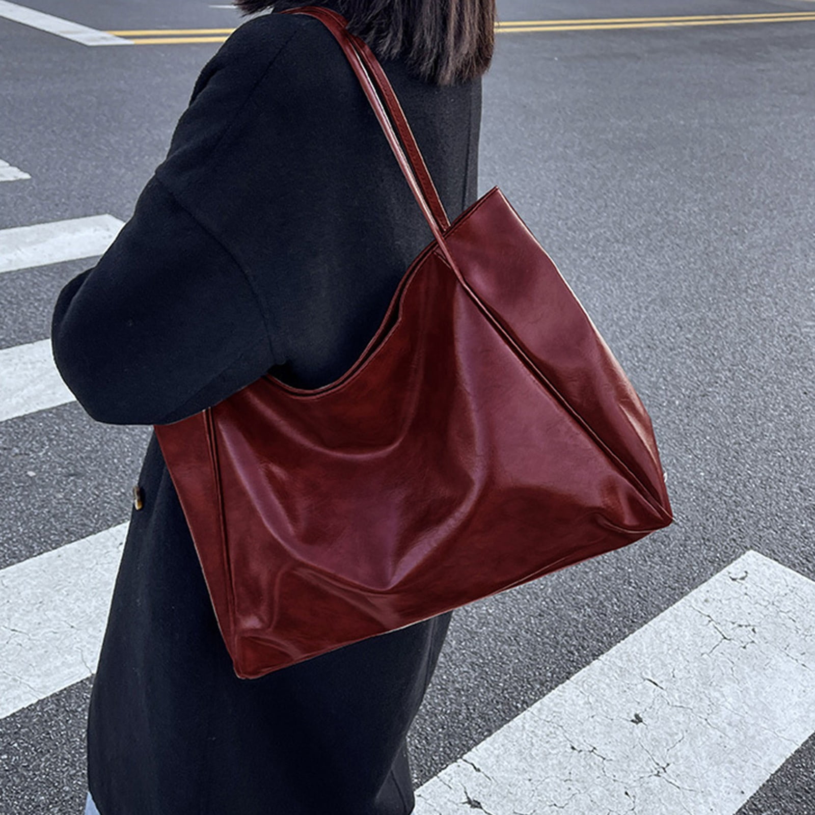 COM1950s Retro Bucket Purse for Women,Large Capacity Soft Leather Tote ...