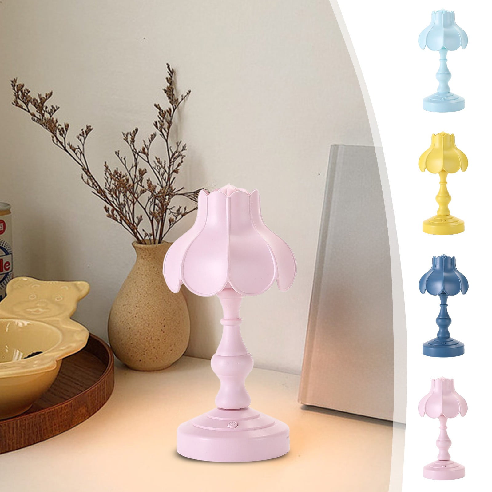 COM1950s Retro USB Rechargeable LED Table Lamp, Vintage Bedside Night ...