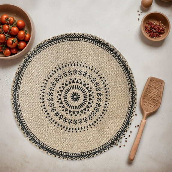 COM1950s Round Placemats,Heat Resistant Natural Jute Table Mats with ...