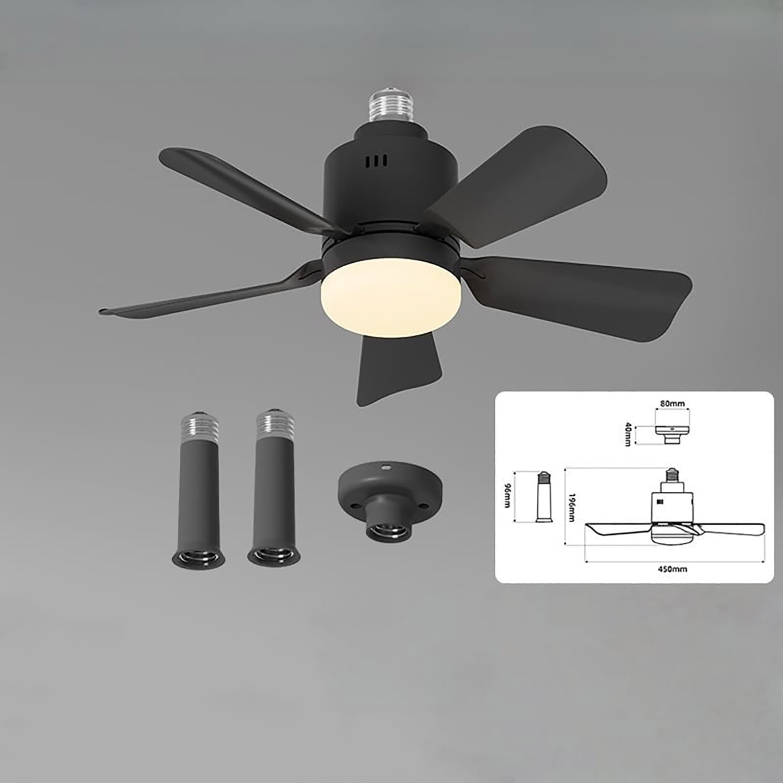 COM1950s Screw in Ceiling Fan Light with Remote,E27 Socket Fan with ...