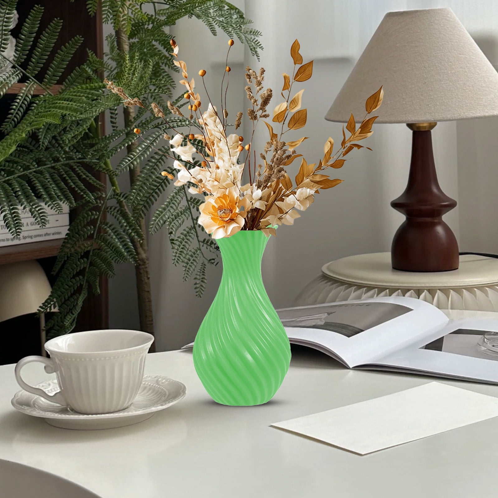 COM1950s Self-Watering Hydroponic Planter Set,Wave Texture Decorative ...