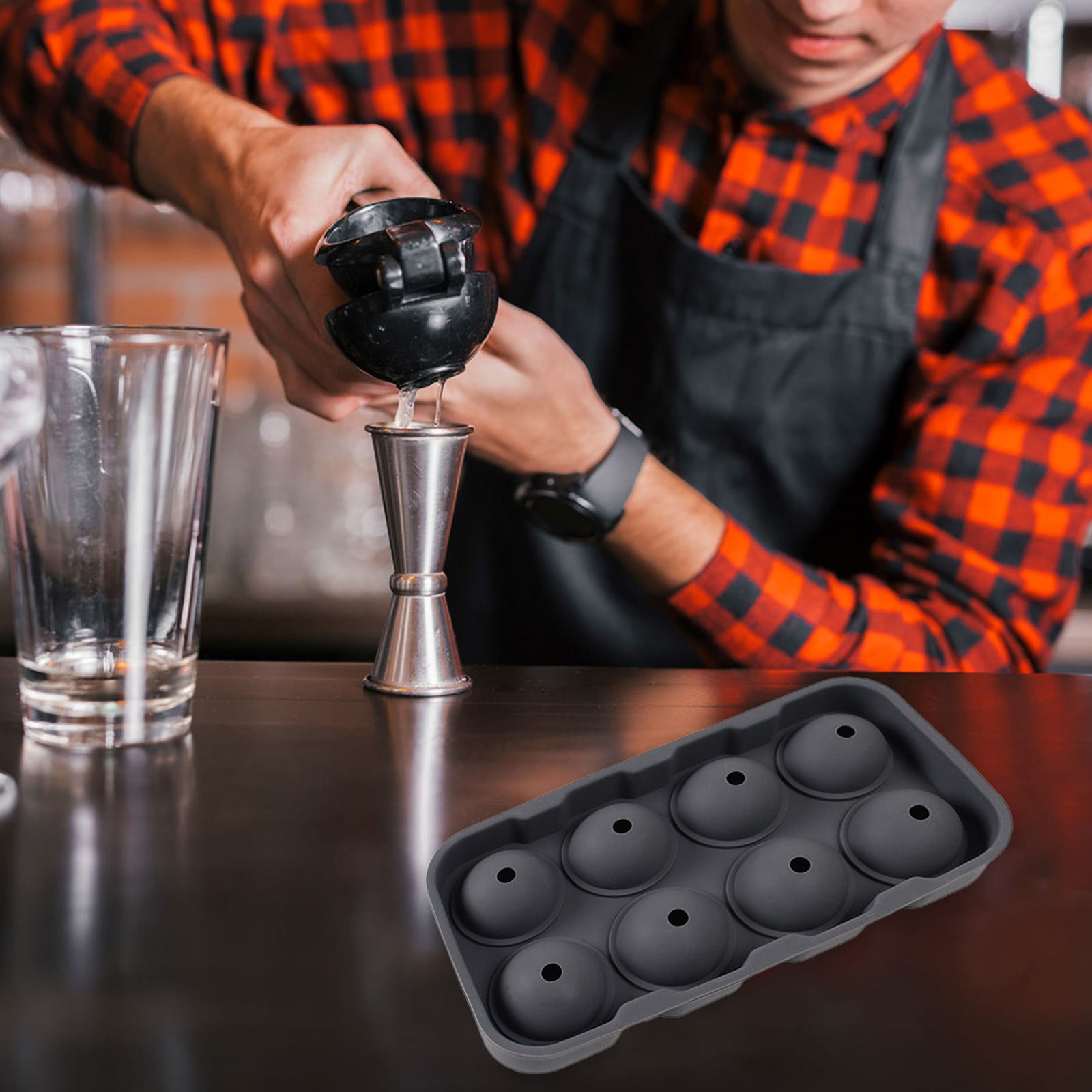 COM1950s Silicone Ice Ball Mold with Water Funnel,Reusable Large Ice ...