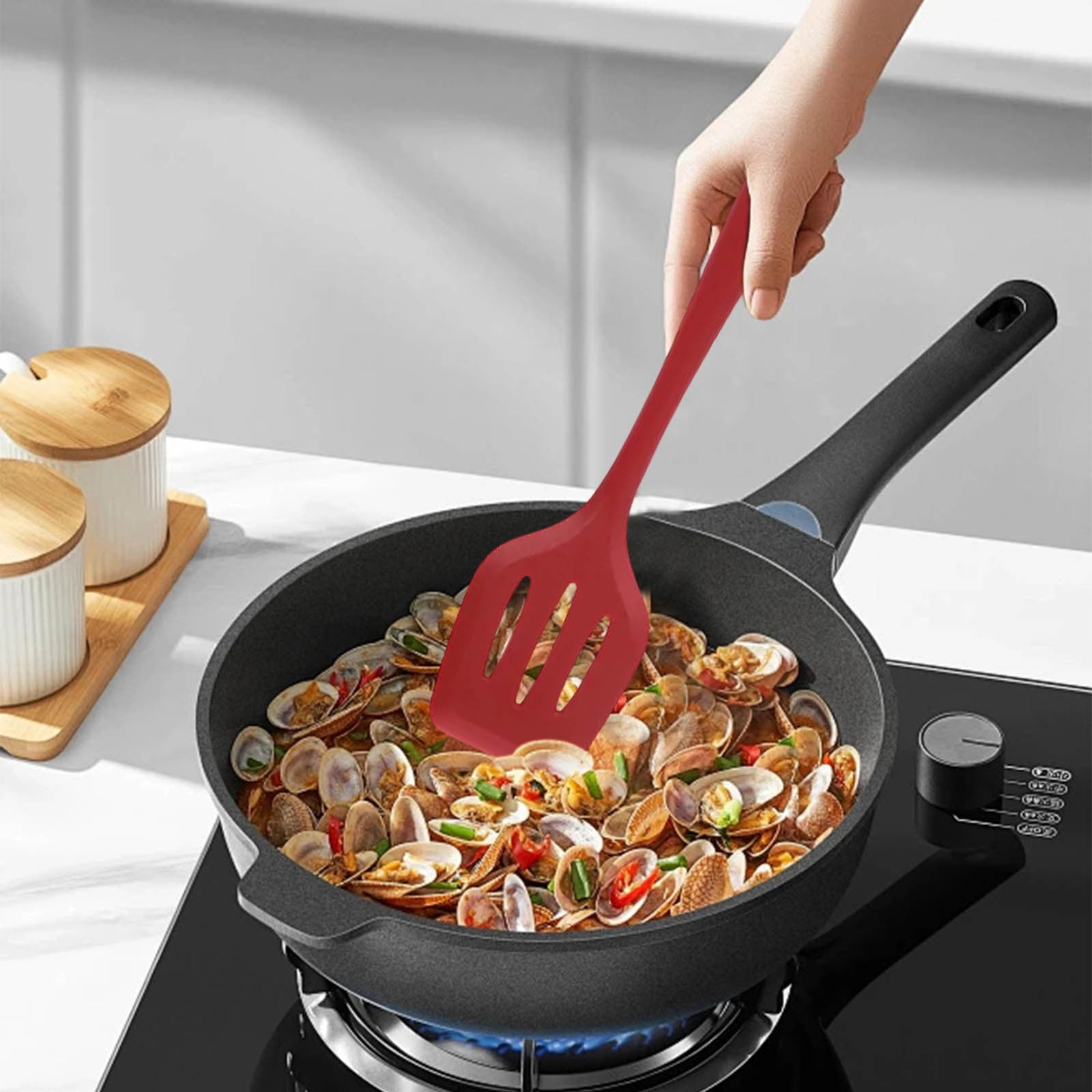 COM1950s Silicone Spatula for Non Stick Pans,Leak Proof Design with ...