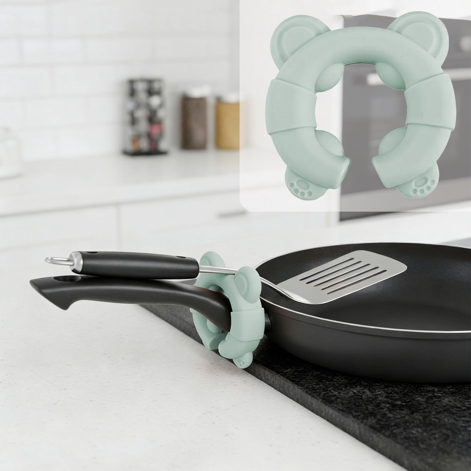 COM1950s Silicone Spatula Rest, Pot Clip Spoon Holder, Heat Resistant ...