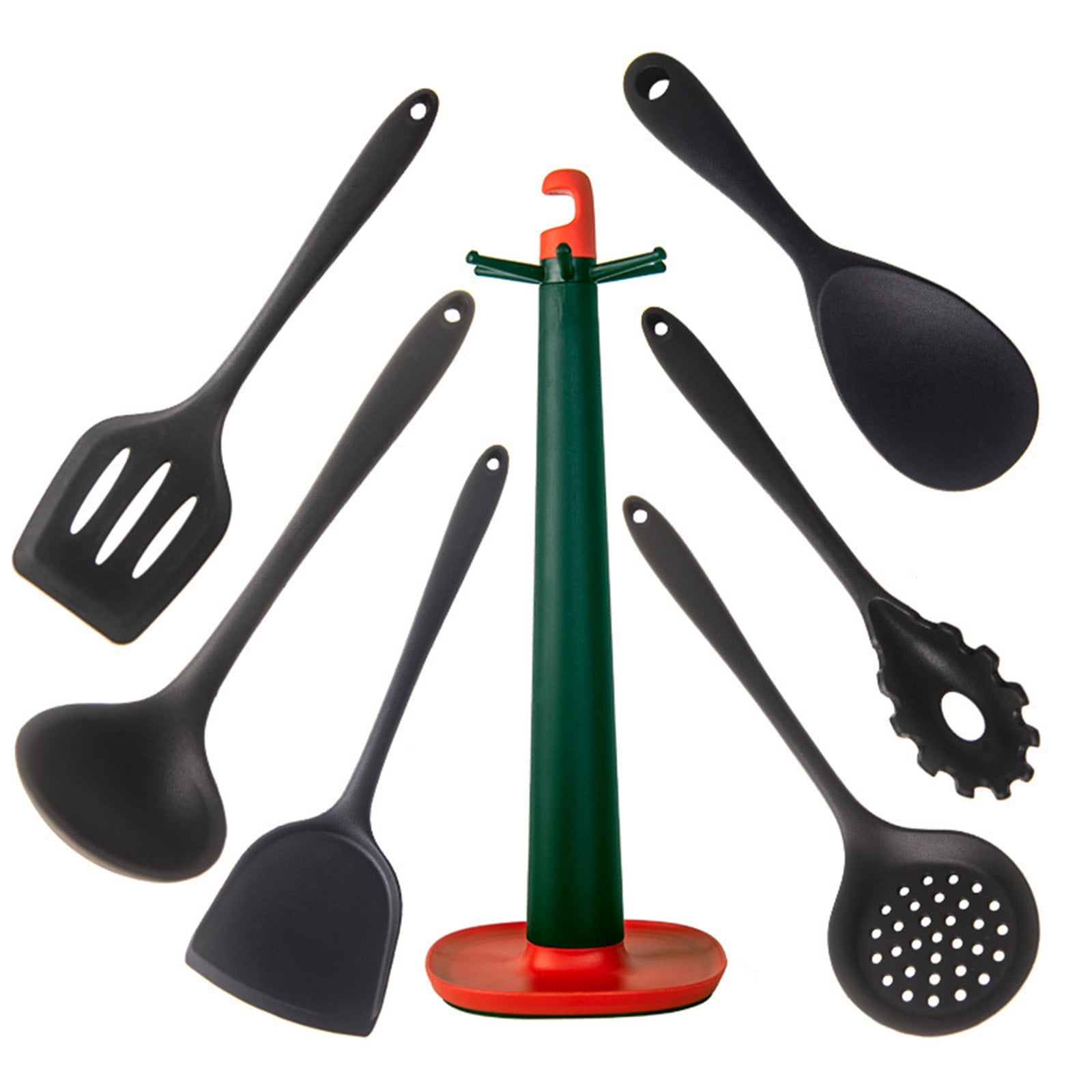 COM1950s Silicone Spatula Set,7-Piece Kitchen Utensil Set for Non-Stick ...