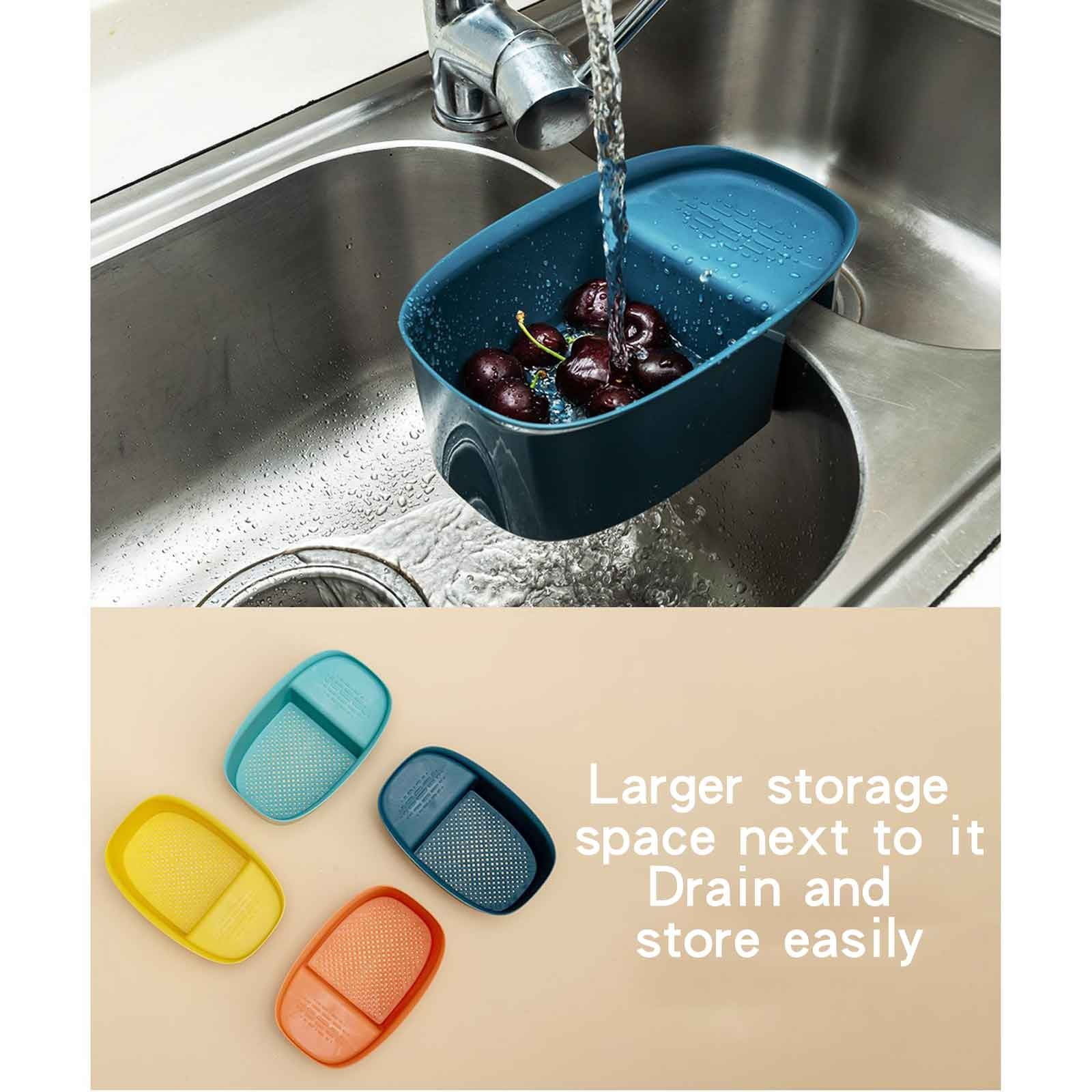 COM1950s Sink Drain Basket,Hangable Kitchen Sink Organizer with Saddle ...