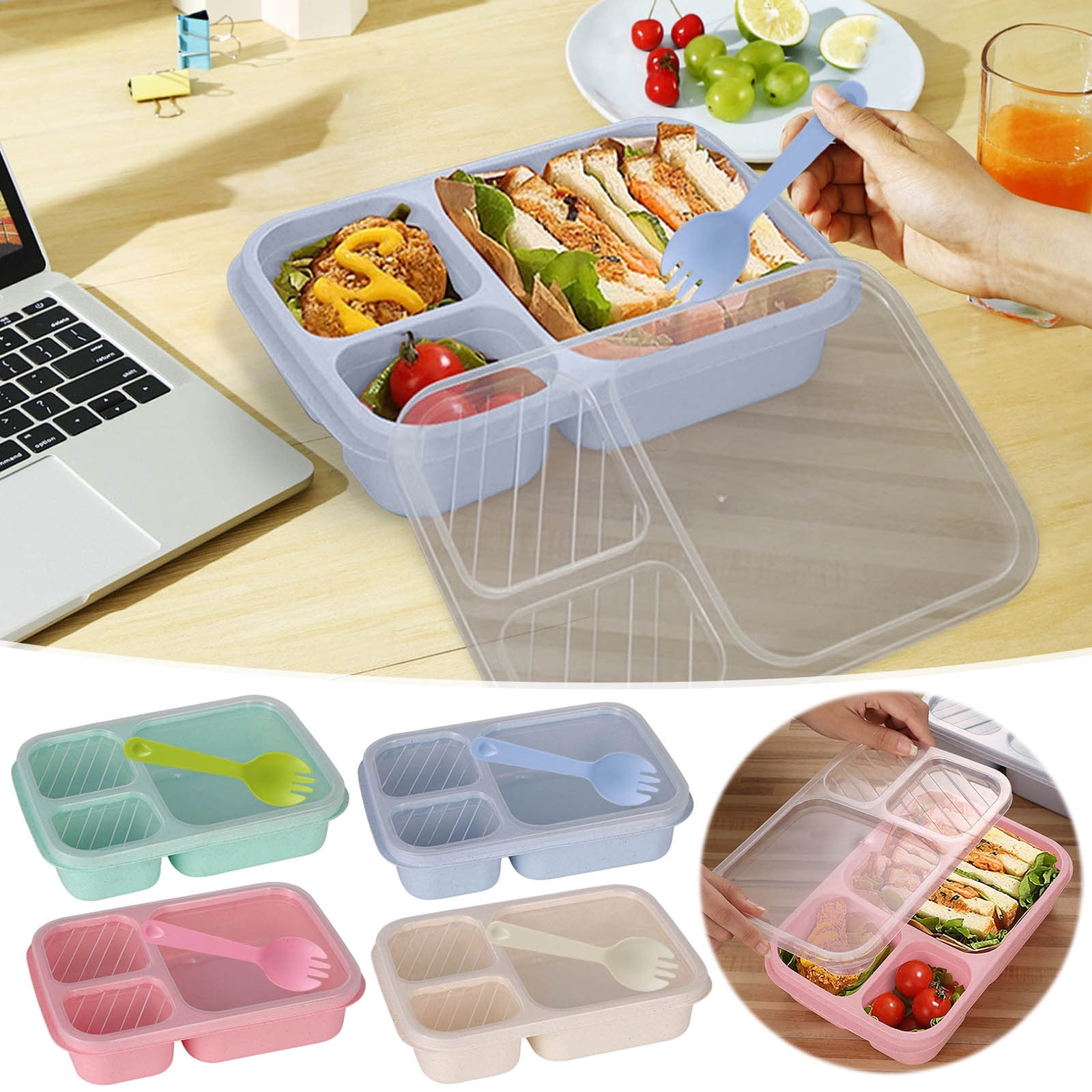 COM1950s Small Lunch Box,Backpack with Lunch Box,Portable 3-Compartment ...