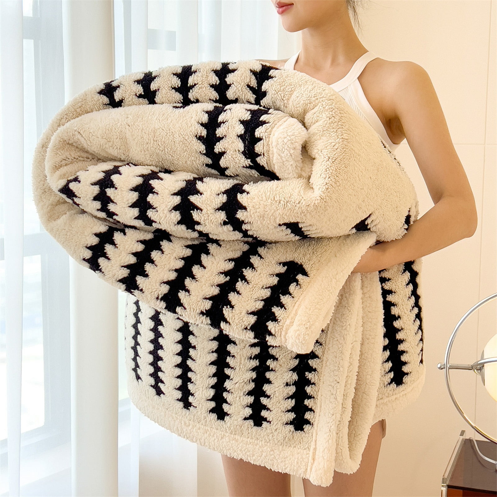 COM1950s Soft Fleece Blanket,Velvet Throw for Adults,Double Sided ...