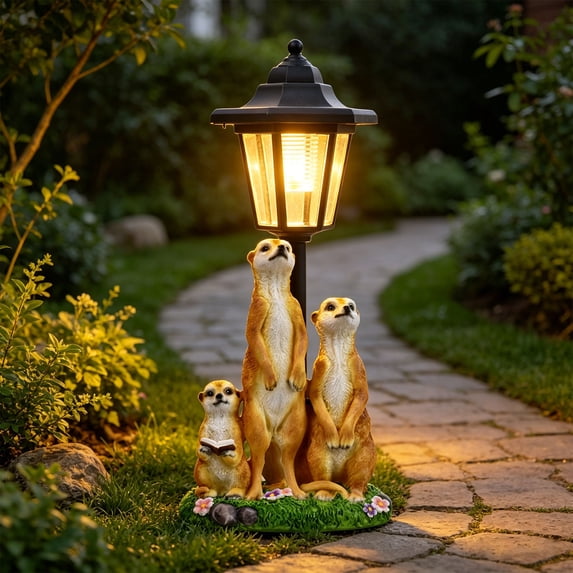 COM1950s Solar Garden Statue, Resin Outdoor Decoration Sculpture with ...