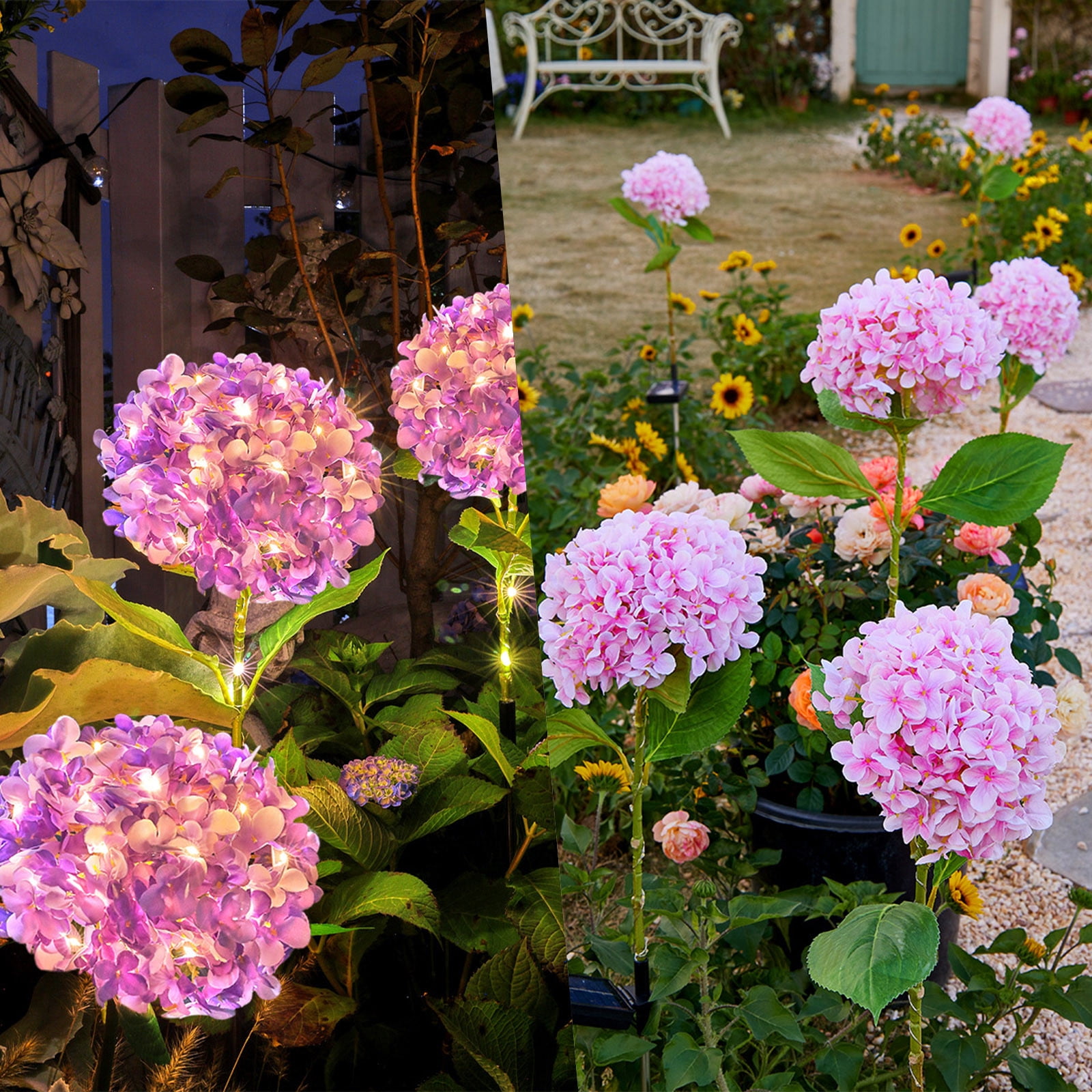 COM1950s Solar Lights Outdoor Decorative - 1 Pack Hydrangea Solar ...