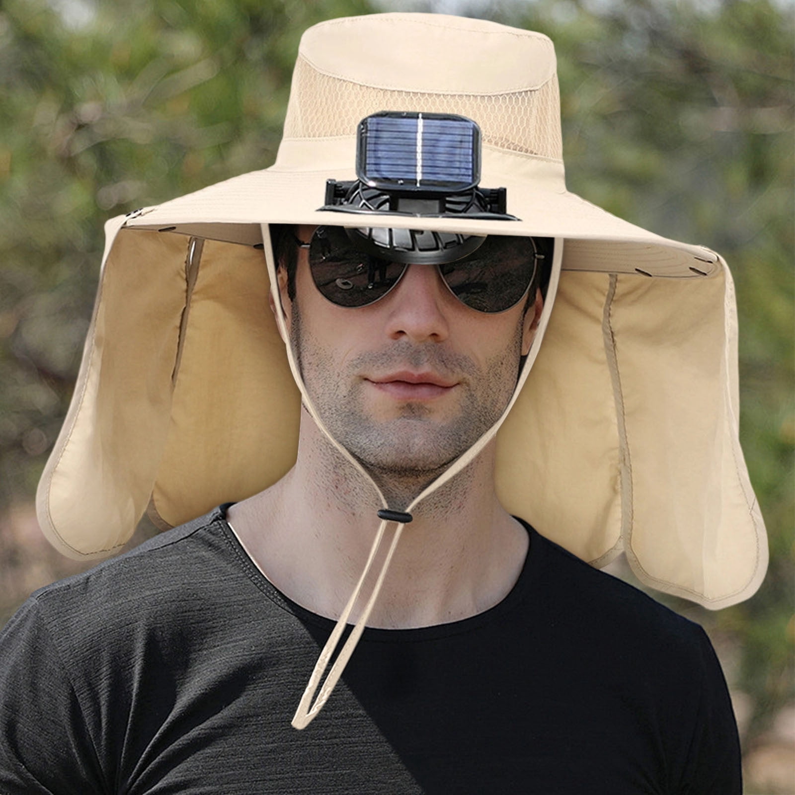 COM1950s Solar Usb Charging Fan Hat,Detachable Cape with High Airflow ...