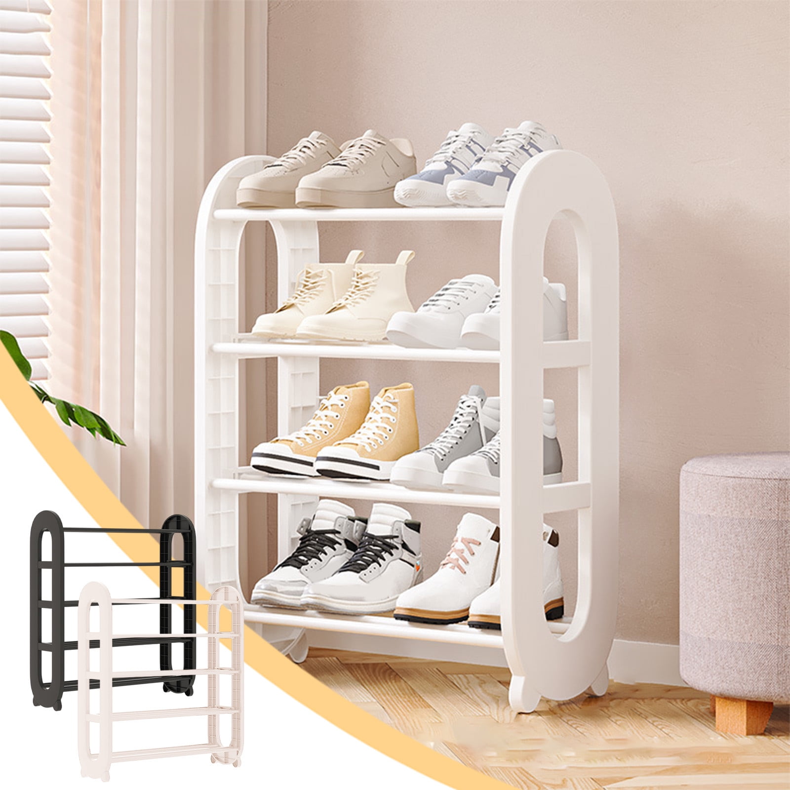 COM1950s Space Saving Shoe Rack for Small Spaces, 4-Tier No Tools ...