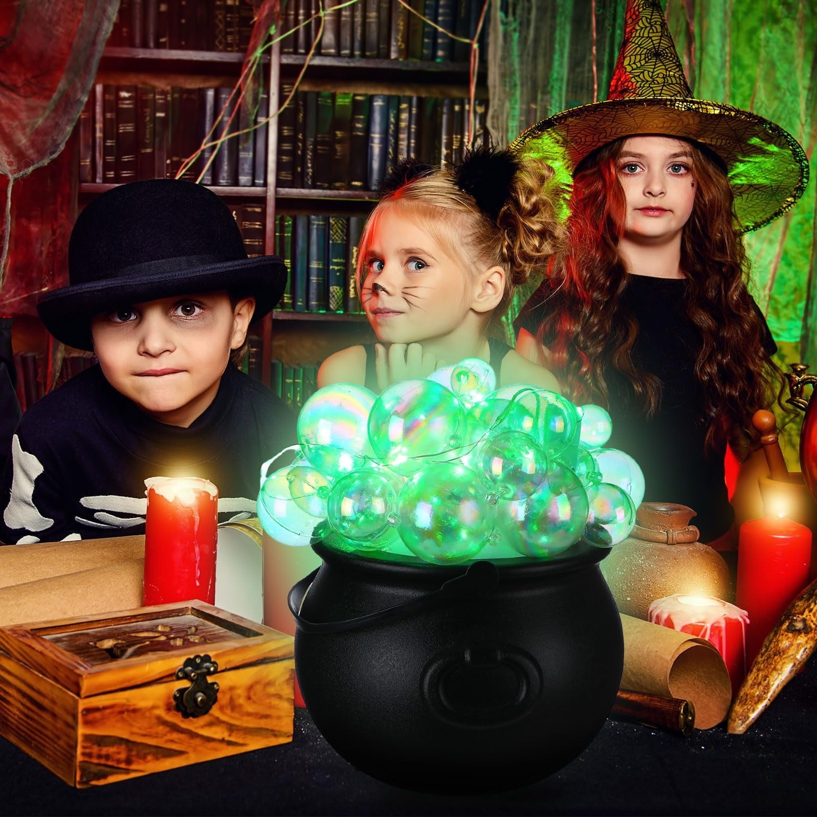COM1950s Spooky Halloween Diy Witch Bucket Set with Lights,Vintage ...