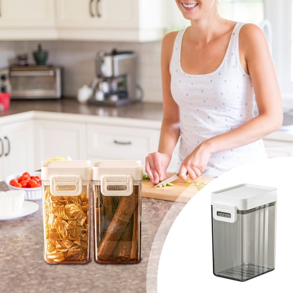 COM1950s Stackable Food Storage Containers with Measuring Spoon,Dry ...