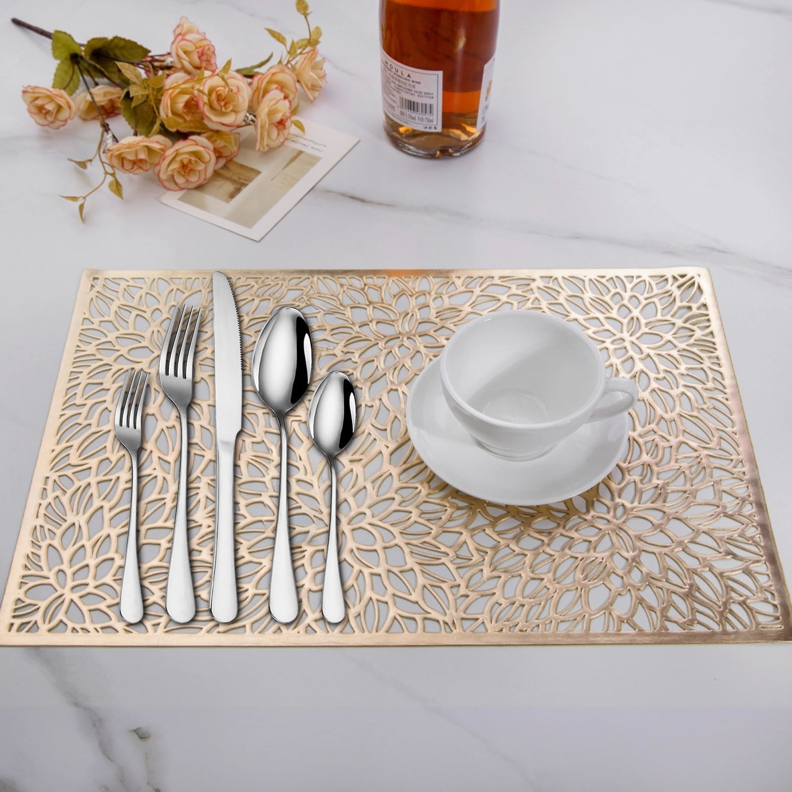 COM1950s Stainless Steel Cutlery Set 5 Piece,Mirror Finish Flatware ...