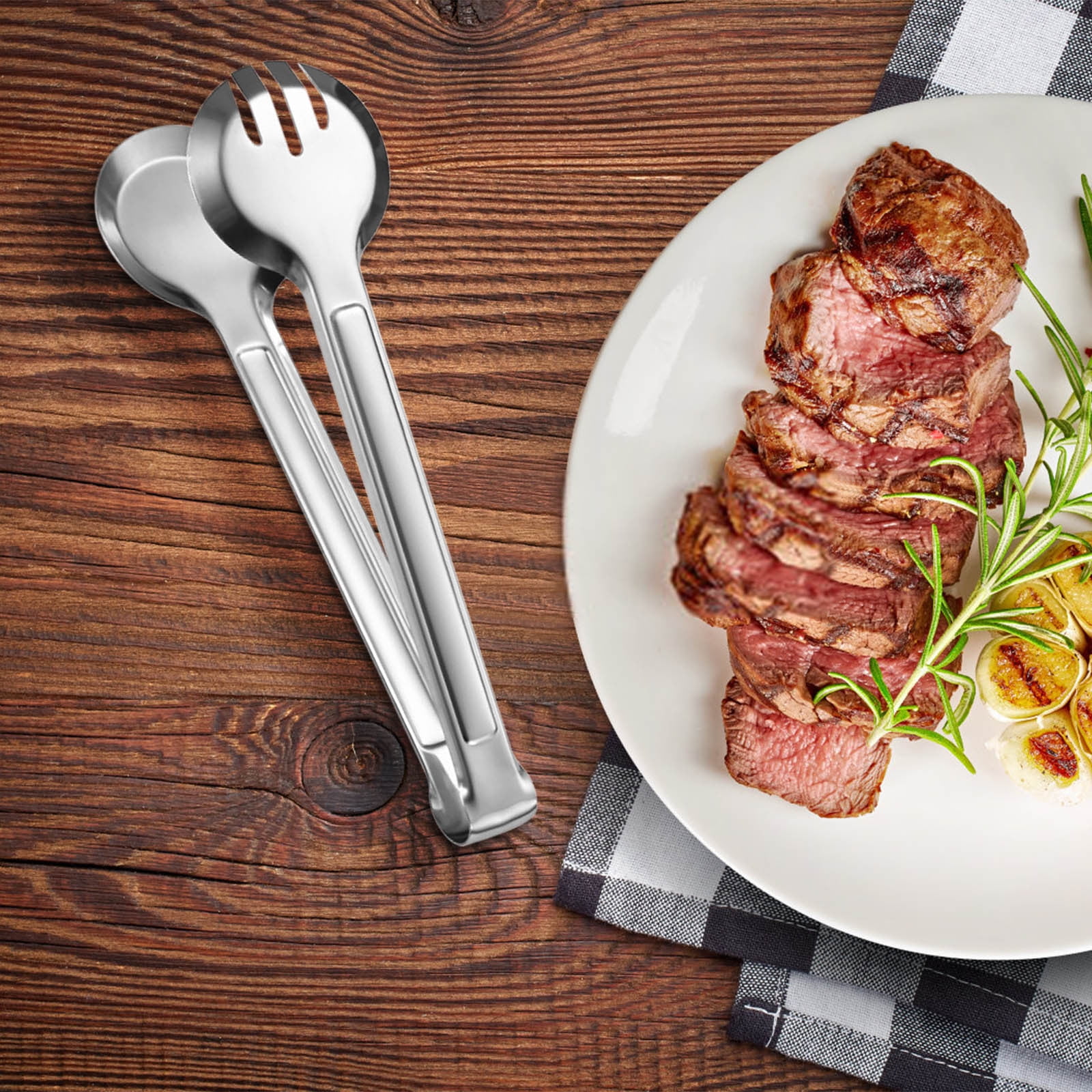 COM1950s Stainless Steel Food Tongs for Bbq,Baking and Cooking,9 Inch ...