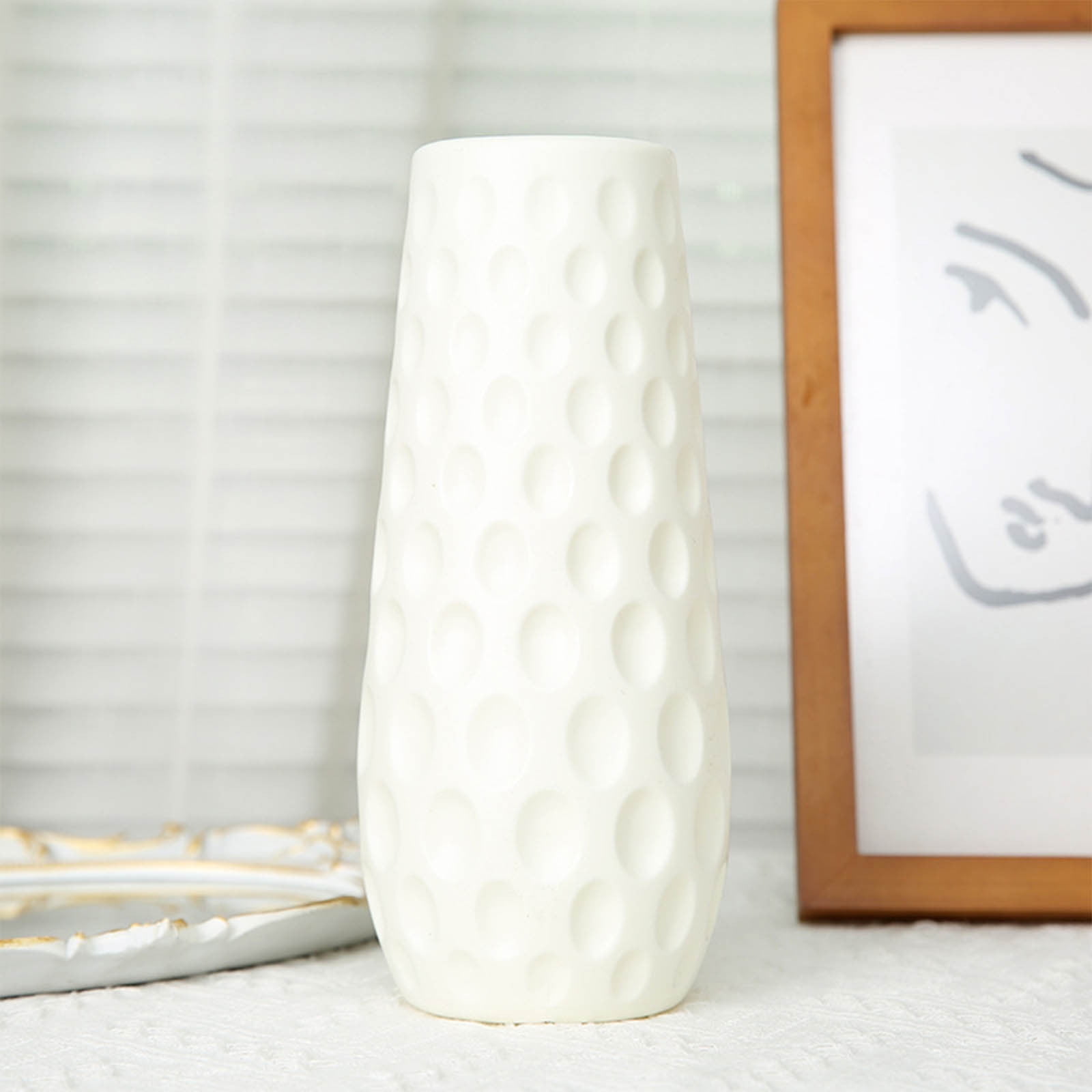 COM1950s Sturdy Plastic Vase,Large White Decorative Vase for Home Decor ...