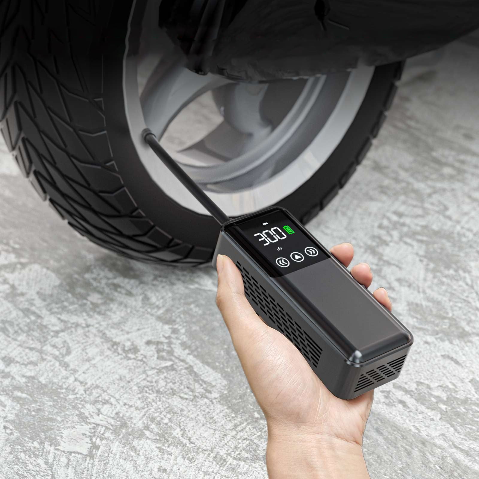 COM1950s Tire Inflator with Pressure Gauge Wireless Digital Display ...