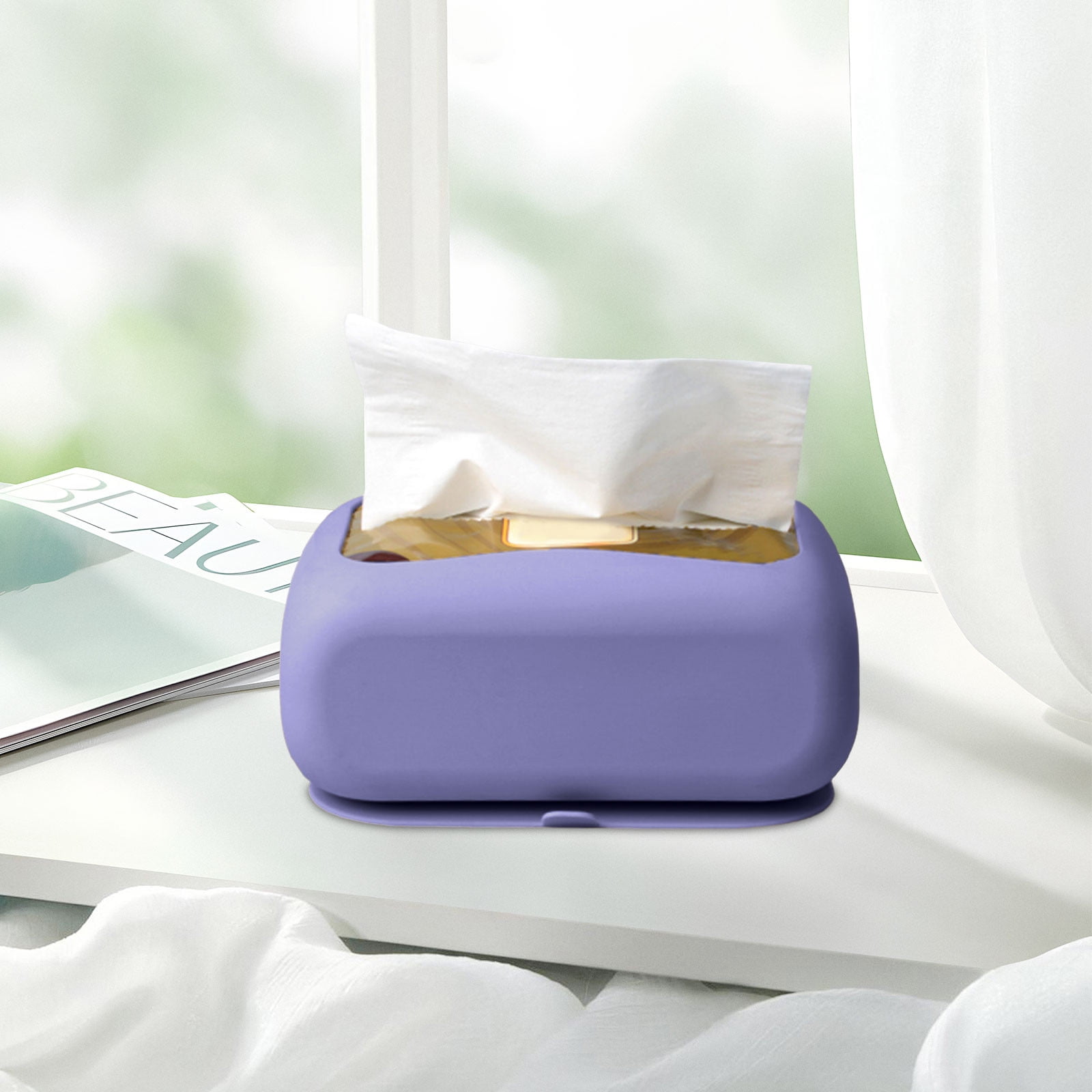 COM1950s Tissue Box Cover Rectangle,Suction Cup Tissue Storage Rack ...