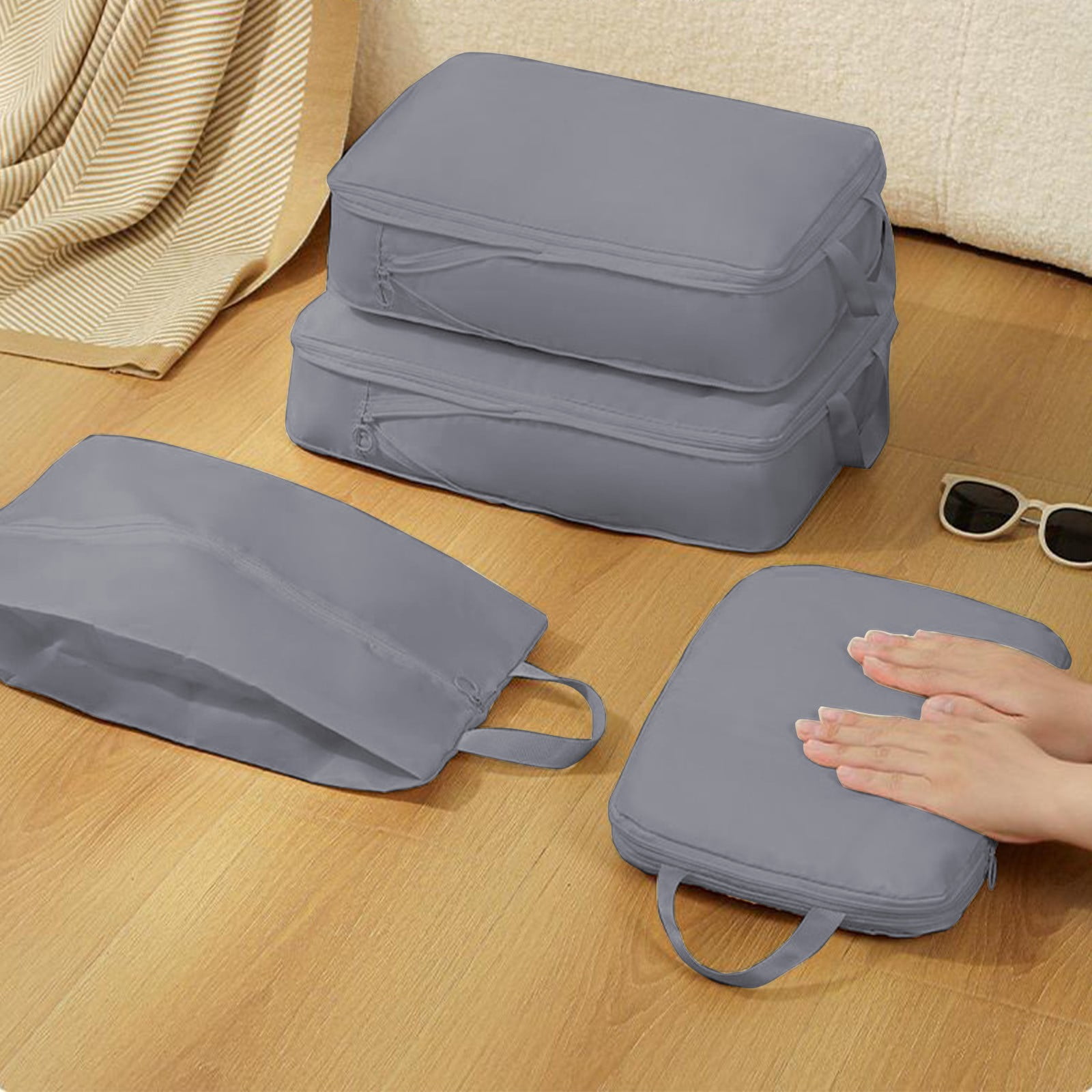 COM1950s Travel Packing Cubes 4-Piece Set,Waterproof Compression ...
